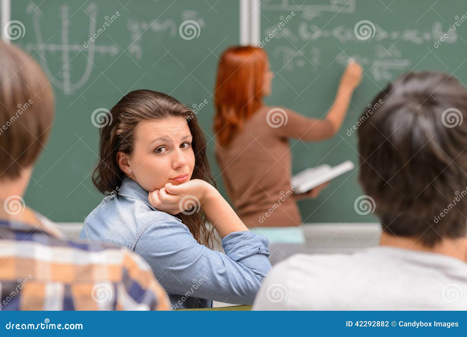 Bored Student Girl during Math Lesson Stock Photo - Image of women ...