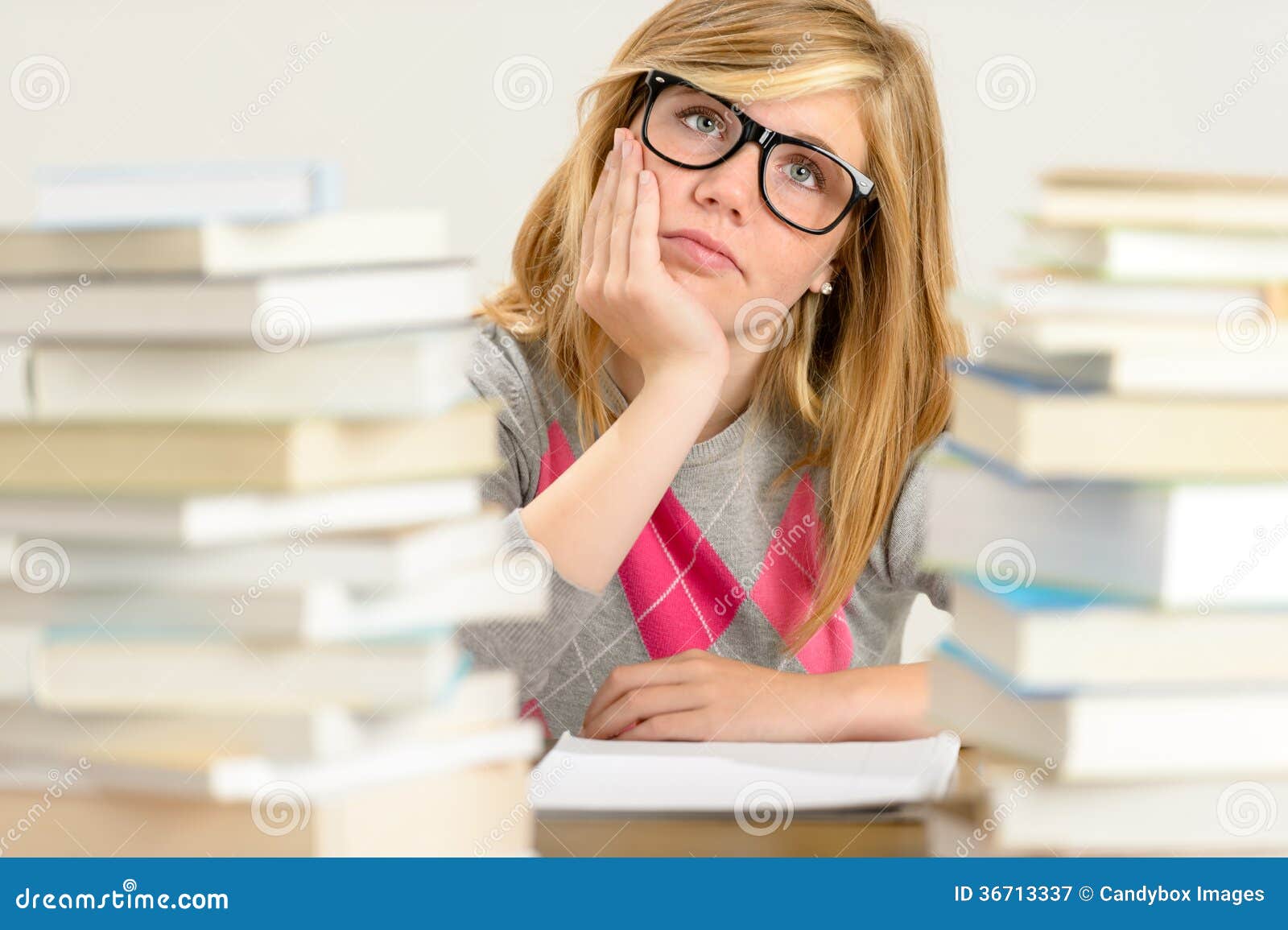 Bored Student Little Girl Isolated On White Royalty-Free Stock Image ...