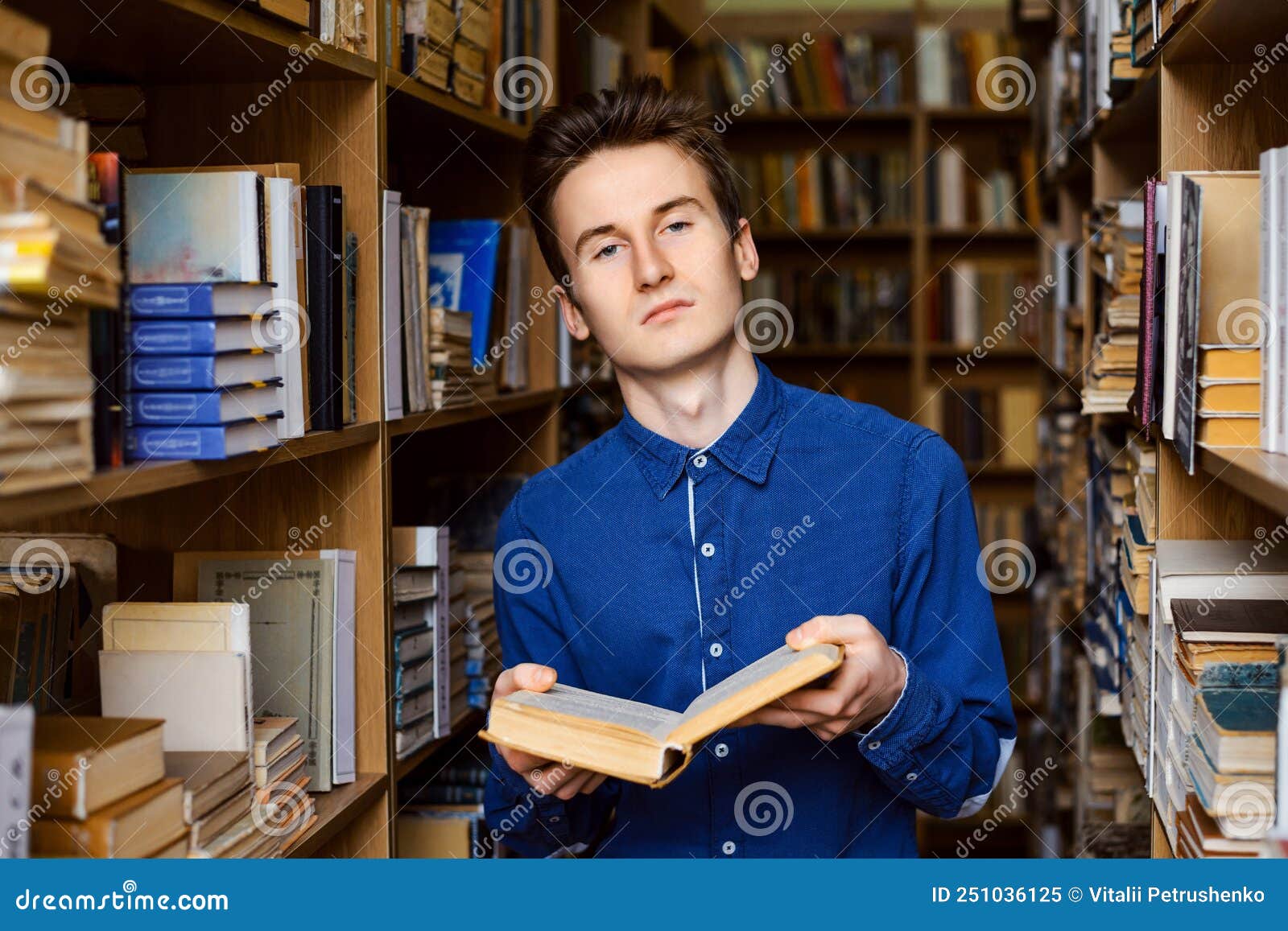 Bored Student Reading Difficult Book Stock Image - Image of project ...