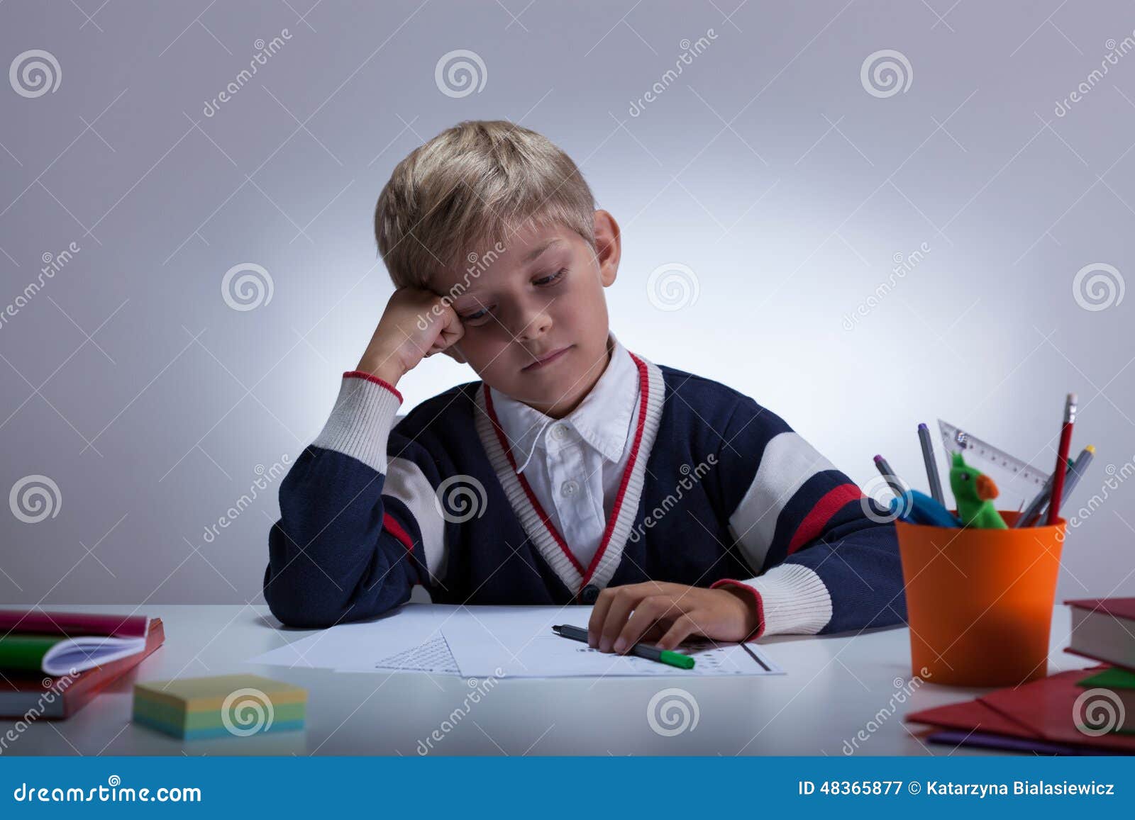 Bored Student Sitting at the Desk Stock Image - Image of schoolkid ...
