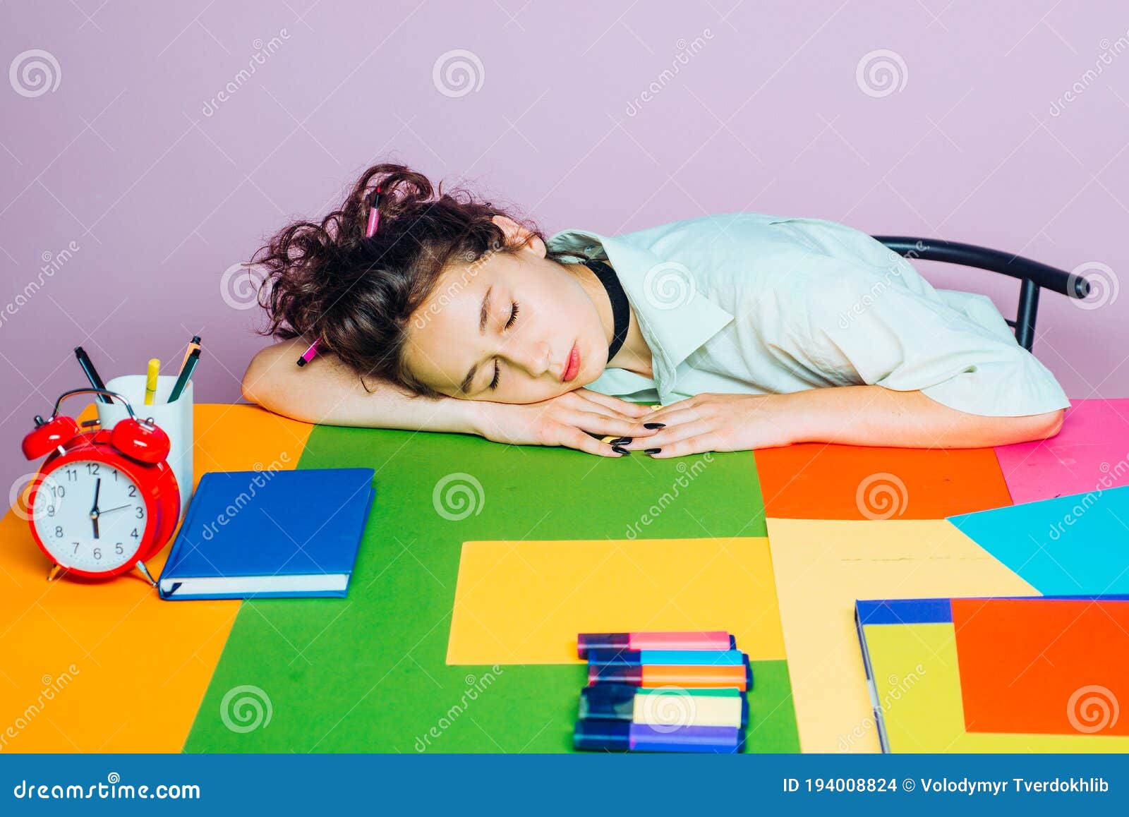 Bored Student Sleeping. Boring Girl in Classroom. Girl with Anxiety ...