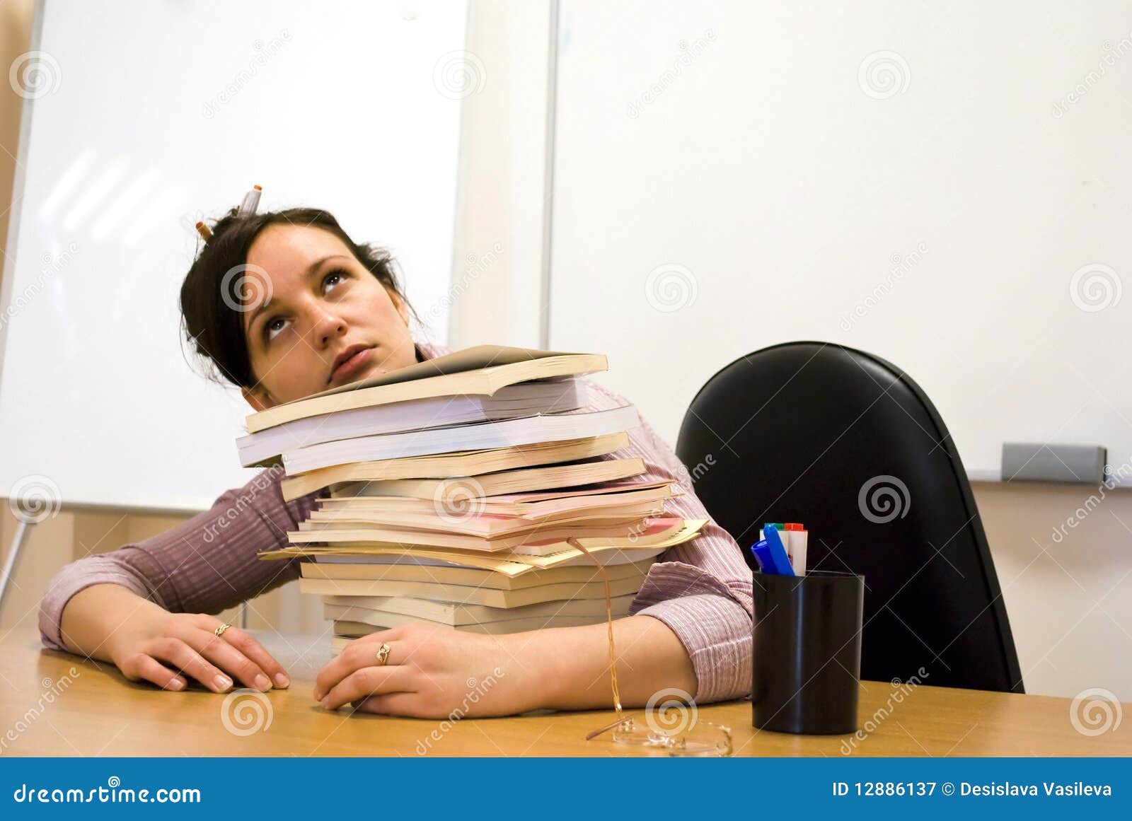 Bored studying stock image. Image of satisfied, pile - 12886137