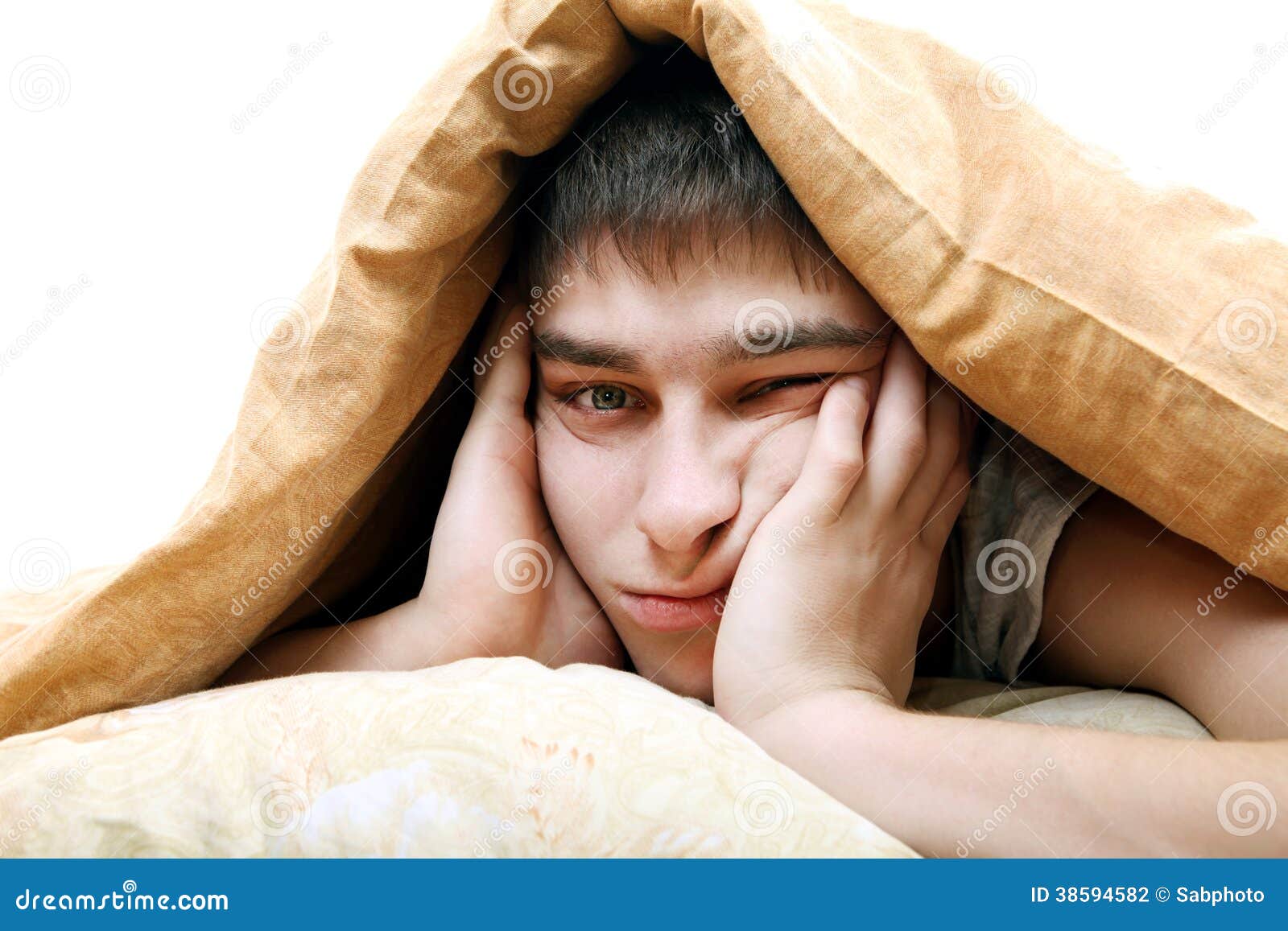 Bored Teenager Under Blanket Stock Photo - Image of home, isolated ...