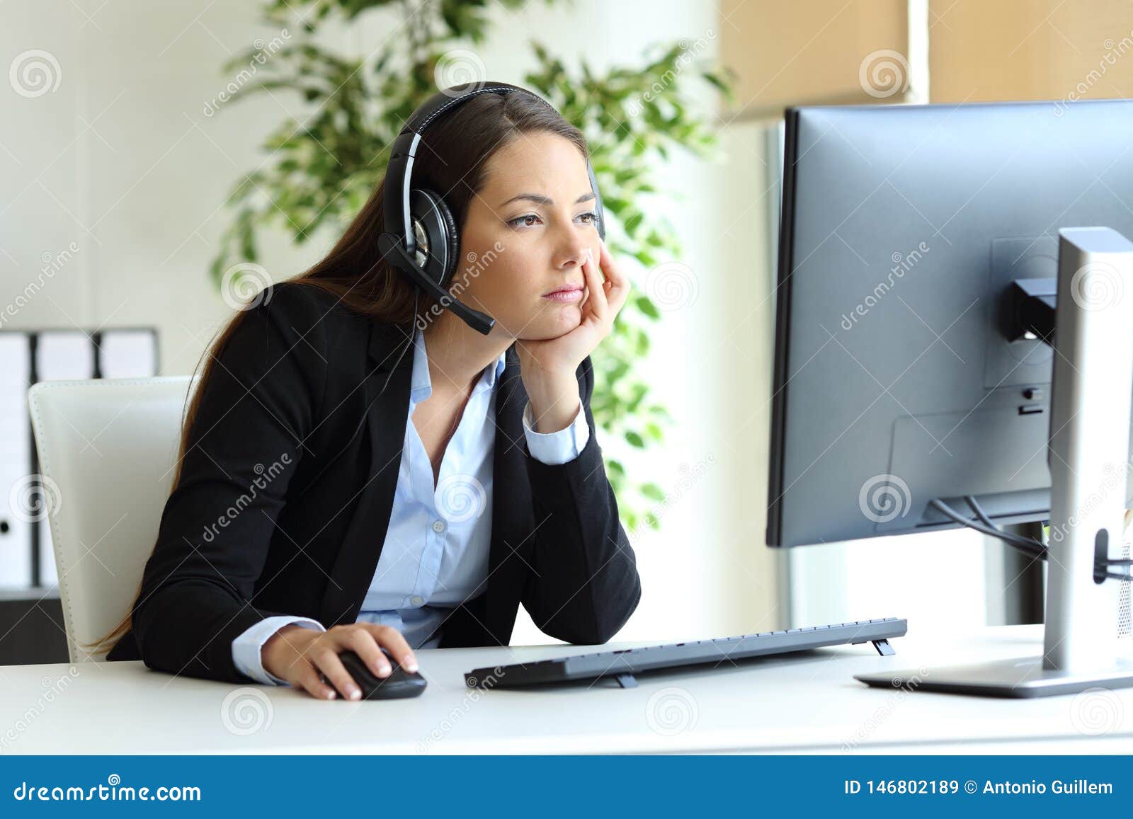 Bored Telemarketer Working at Office Stock Image - Image of idle ...