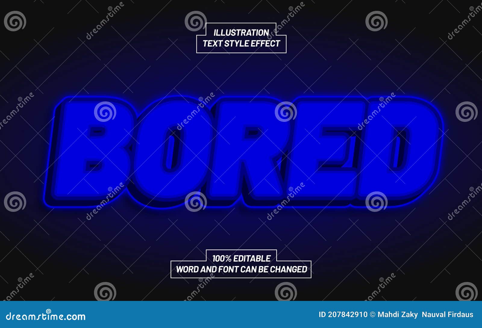 Bored Blue Text Style Effect Stock Vector - Illustration of header ...