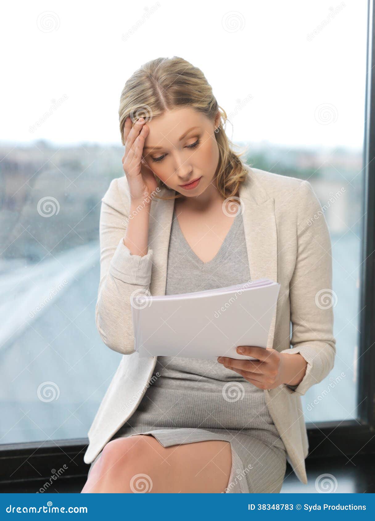 Bored and Tired Woman with Documents Stock Image - Image of pretty ...