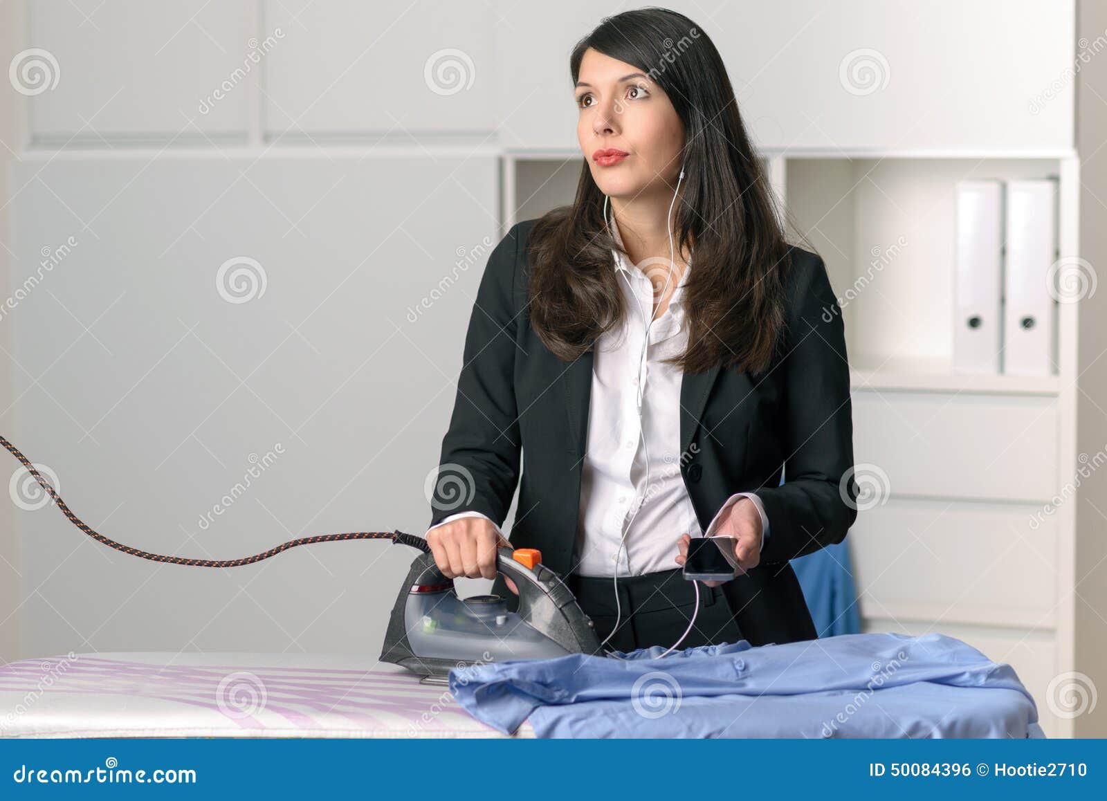 Bored Unhappy Housewife Doing the Ironing Stock Photo - Image of ...