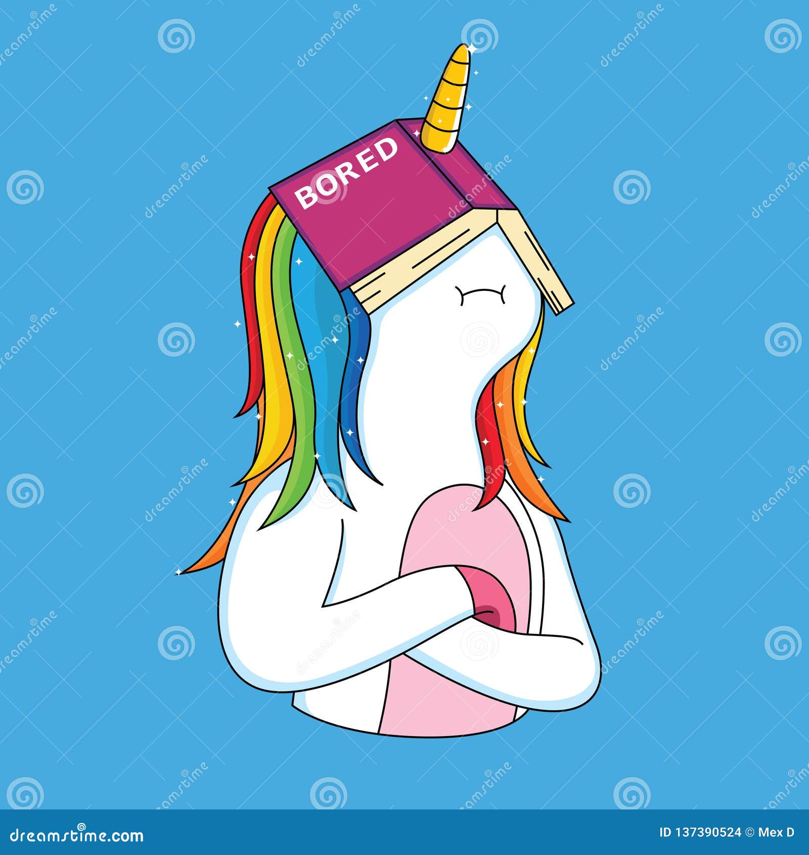 Bored unicorn stock vector. Illustration of child, baby - 137390524