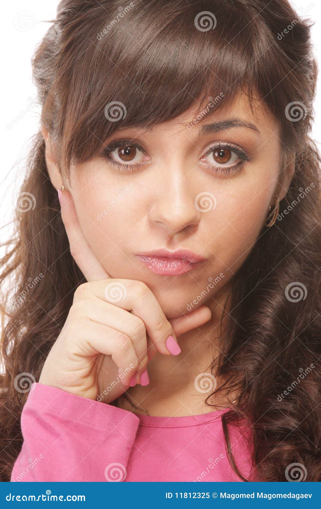 Bored woman stock image. Image of portrait, pink, girl - 11812325