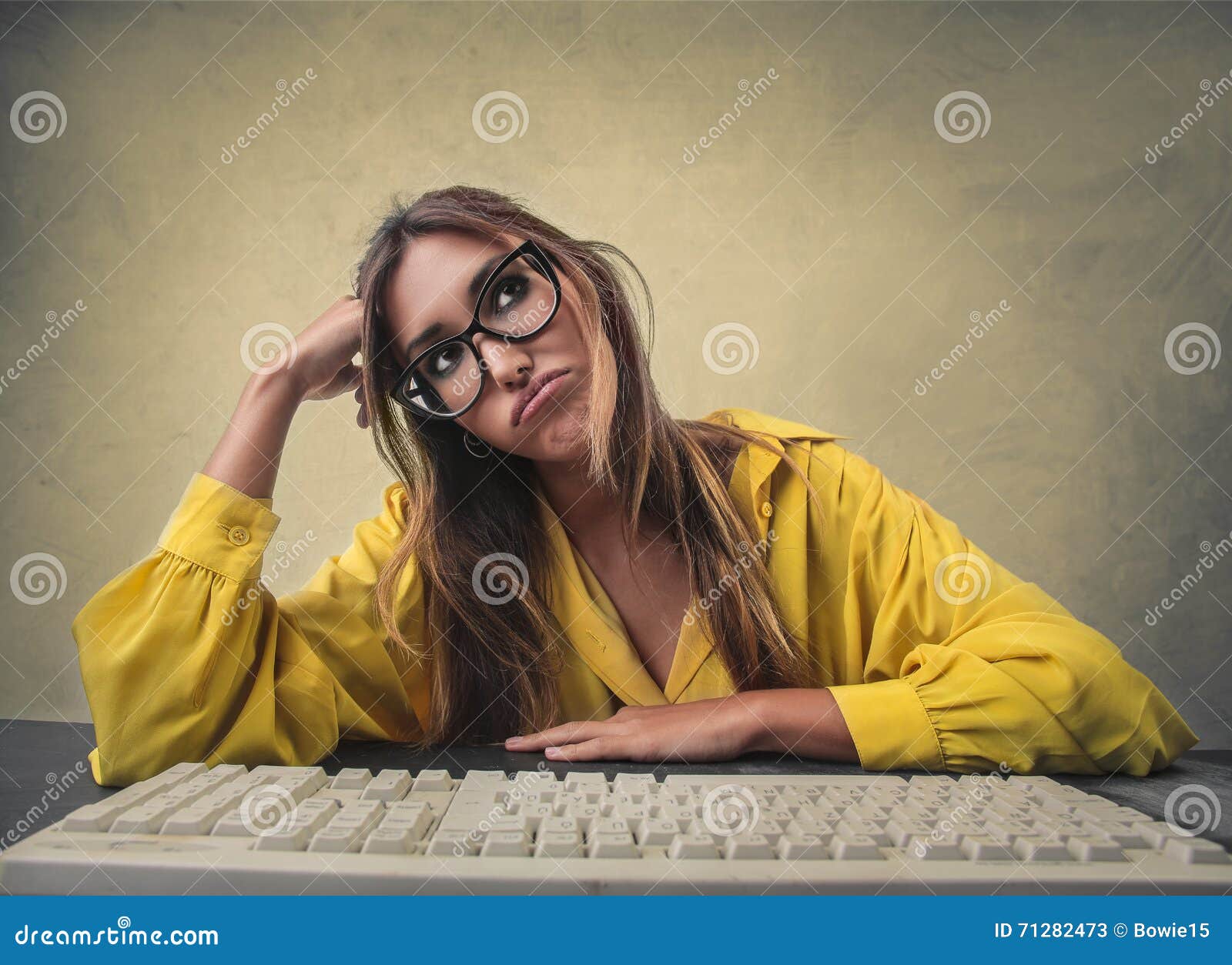 Bored woman stock image. Image of thinking, internet - 71282473