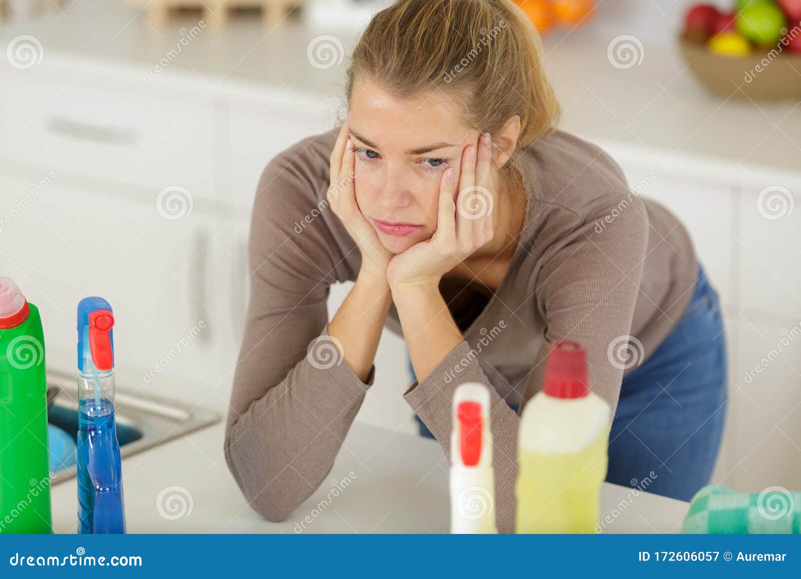 Bored Woman Or Housewife Tired Cleaning Stock Image Image Of Dust