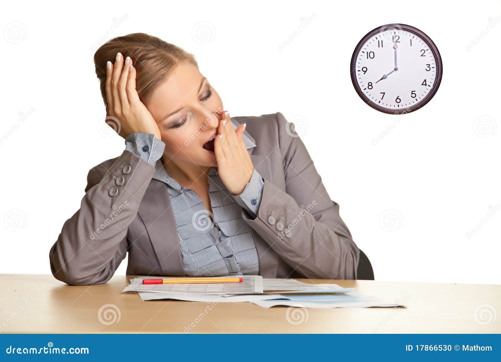 Bored Woman Sitting at the Desk Stock Photo - Image of spiritless ...