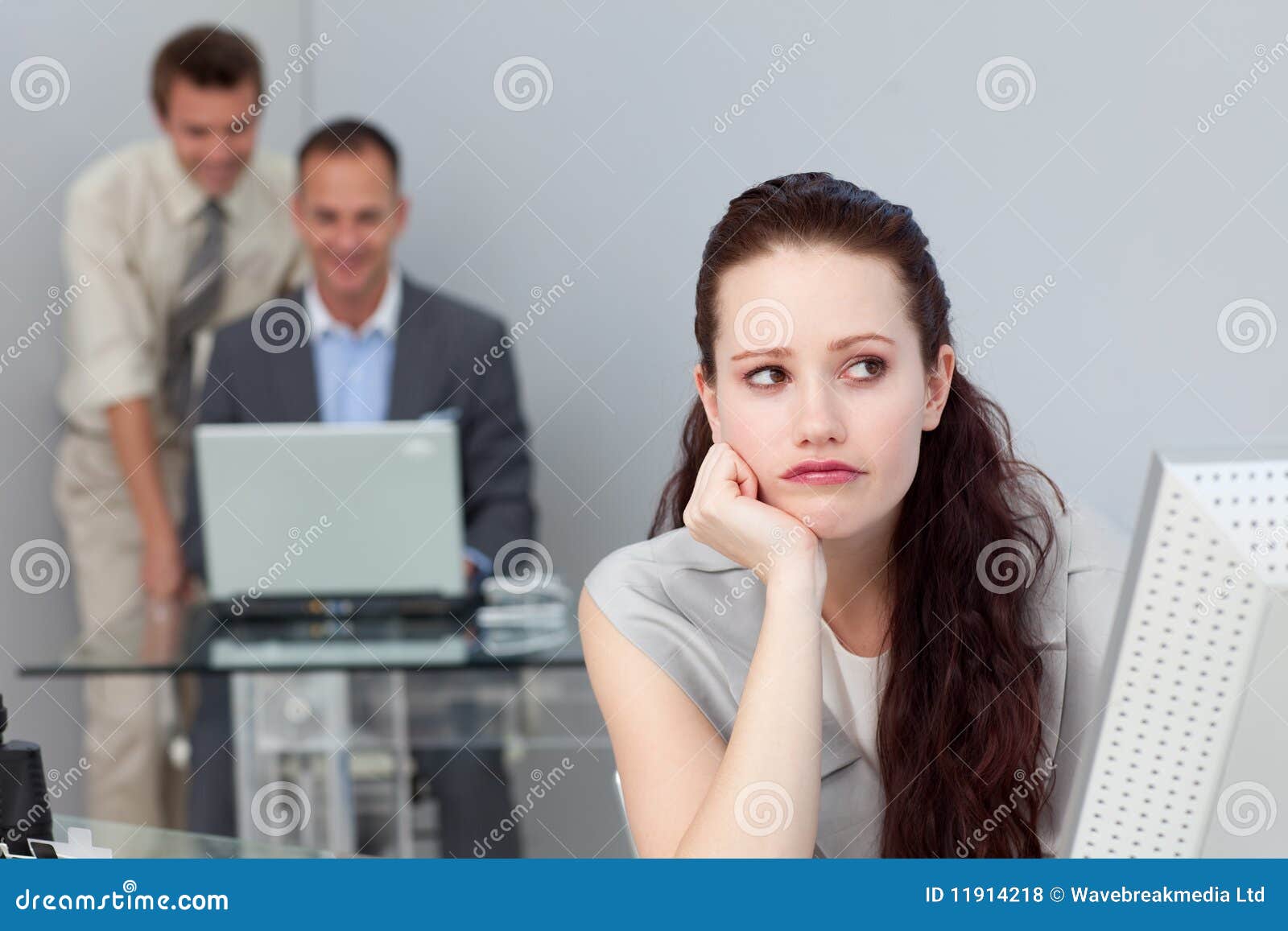 Bored Woman Sitting in Front of Her Computer Stock Photo - Image of ...