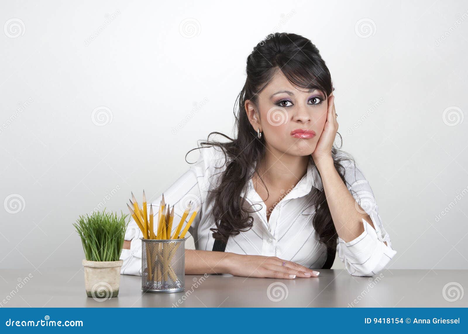 Bored woman at work stock photo. Image of work, worker - 9418154