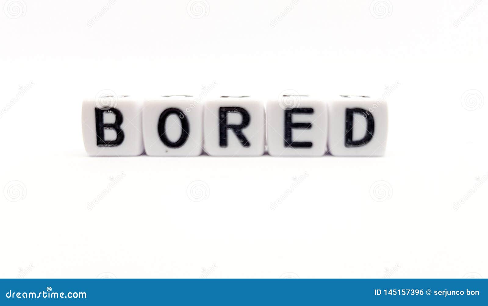 Bored Word Built with White Cubes and Black Letters on White Background ...