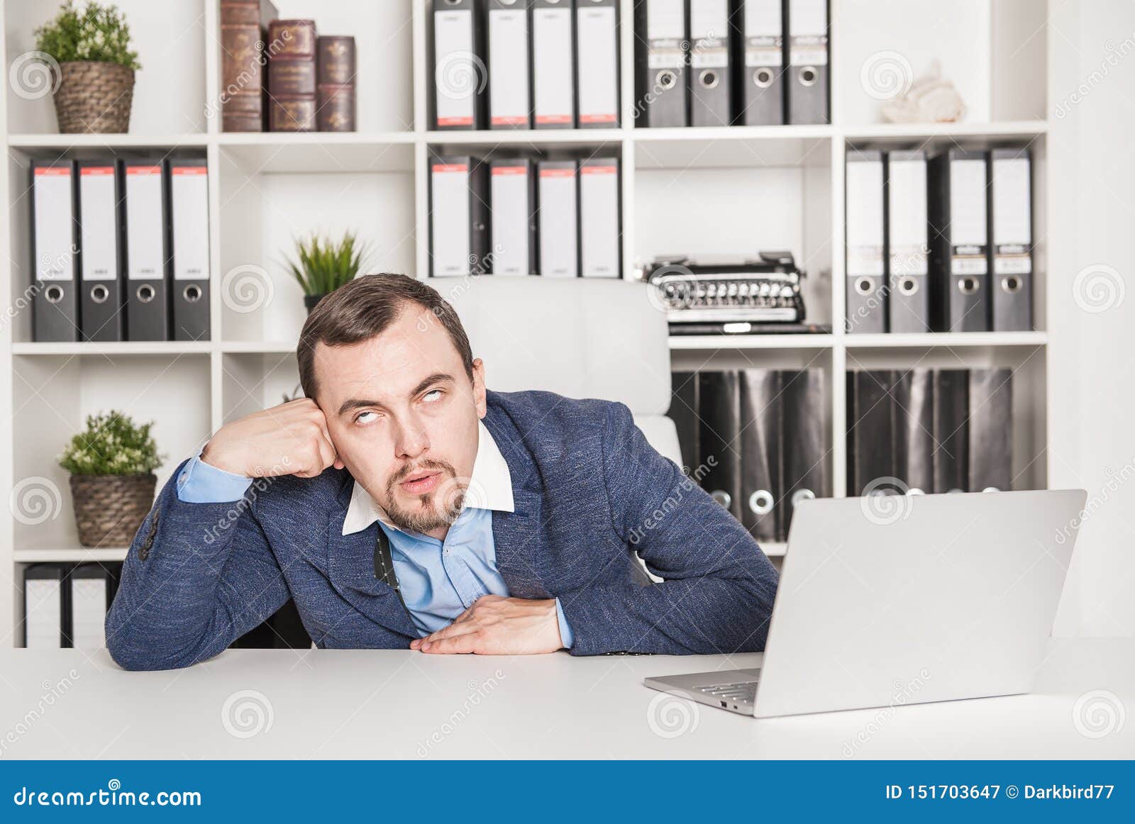 Bored Young Business Man in Office Stock Image - Image of interest ...