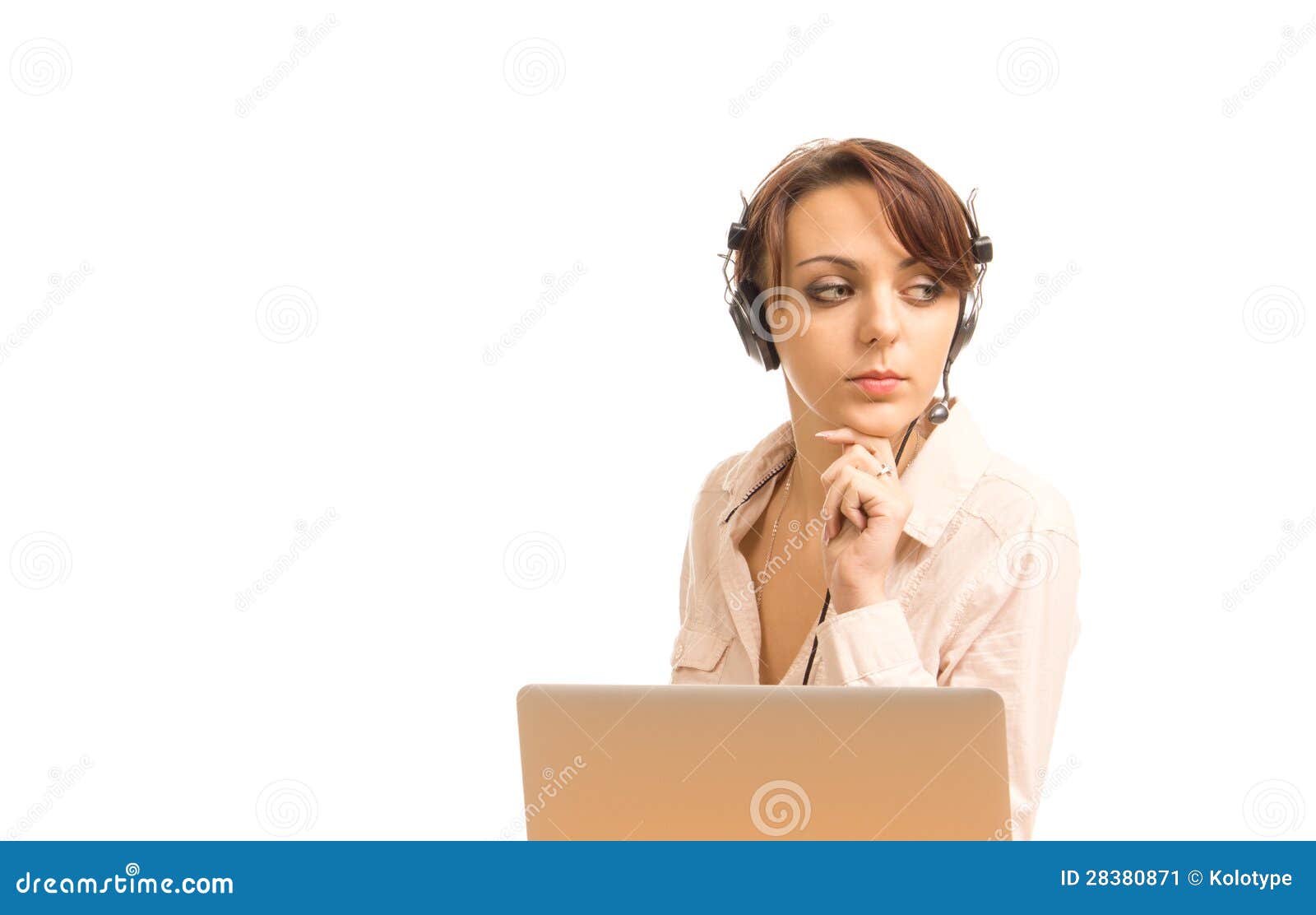 Bored Young Call Centre Operator Stock Image - Image of corporate ...