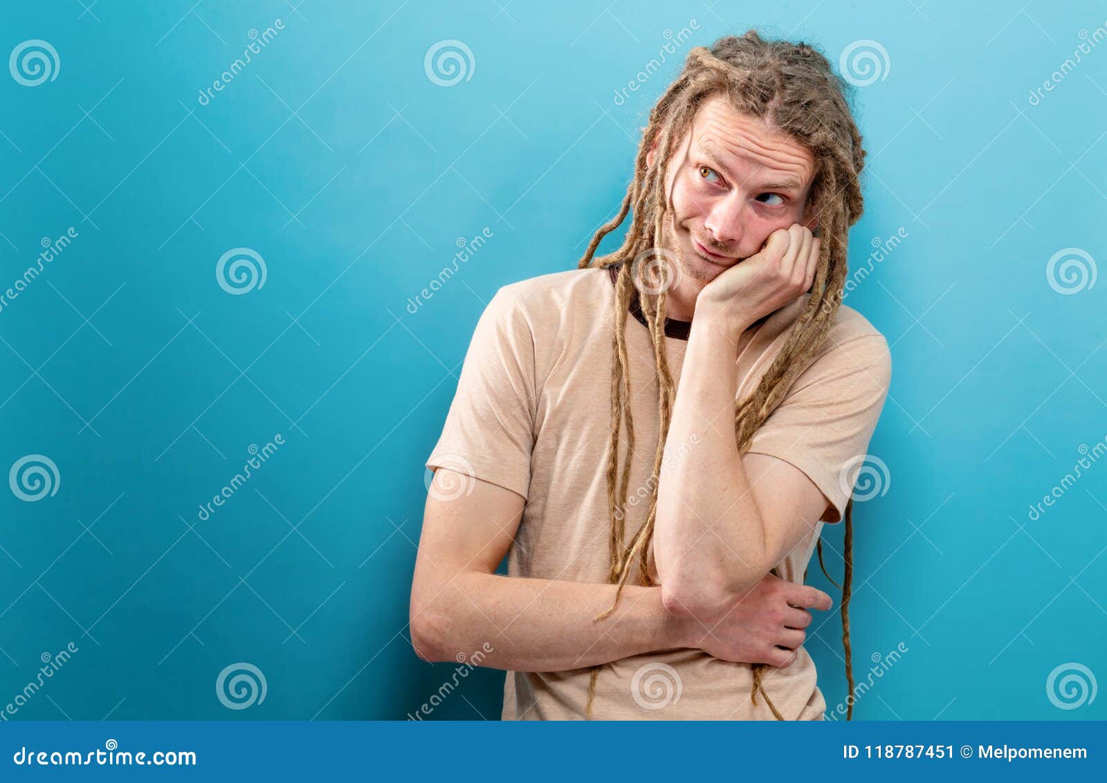 Bored Young Man on a Solid Background Stock Image - Image of adult ...