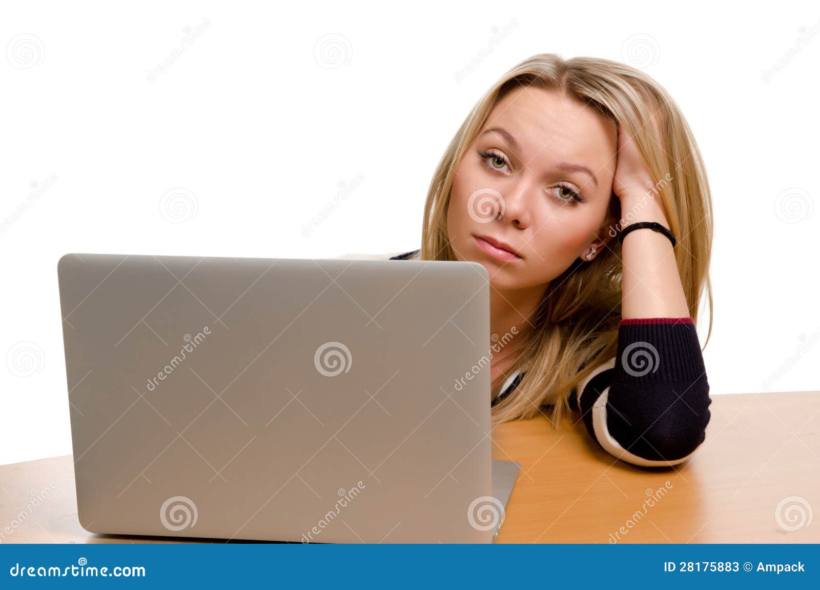 Bored Young Woman with a Laptop Stock Image - Image of gorgeous, house ...
