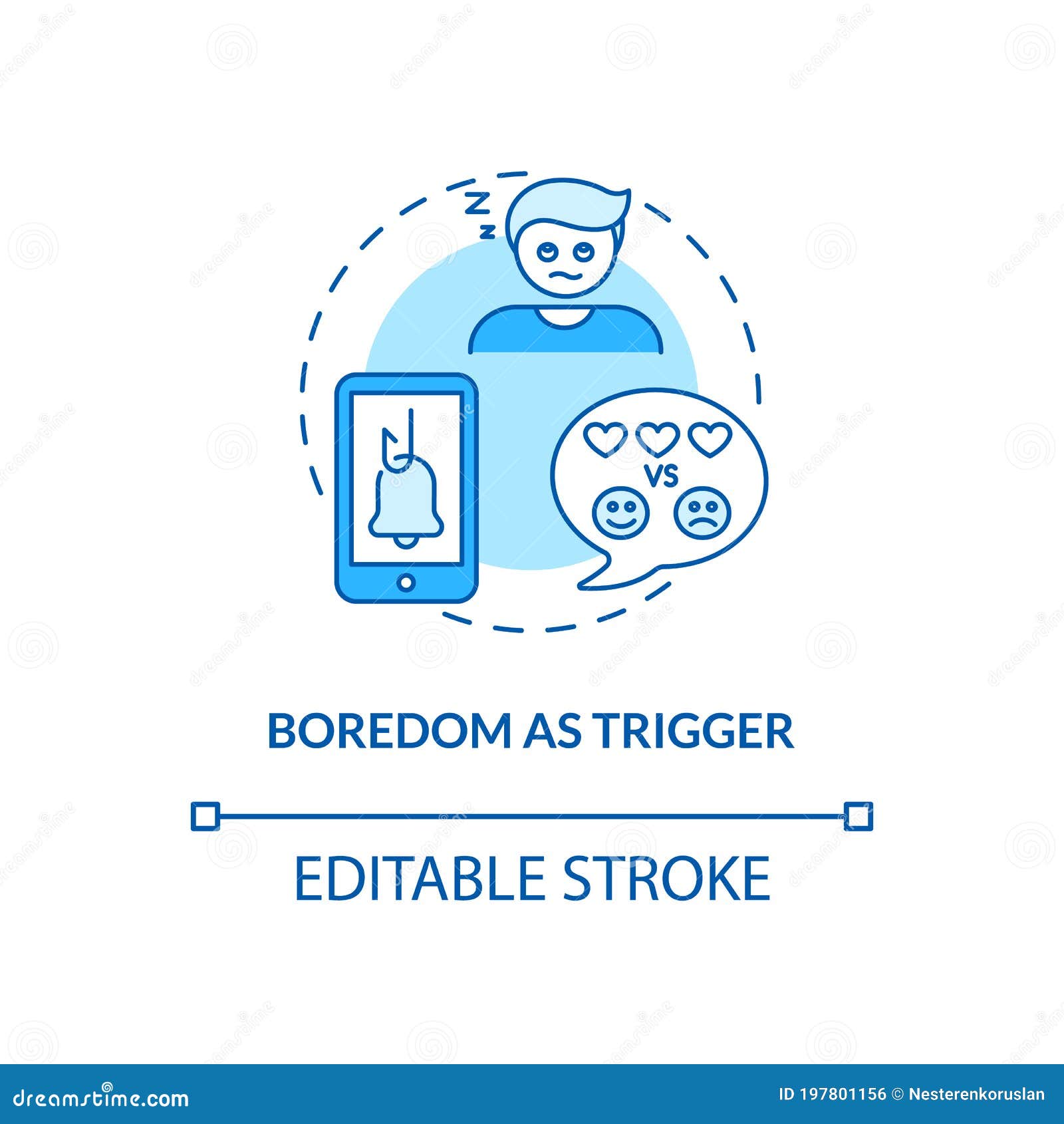 Boredom As Trigger Concept Icon Stock Vector - Illustration of contour ...