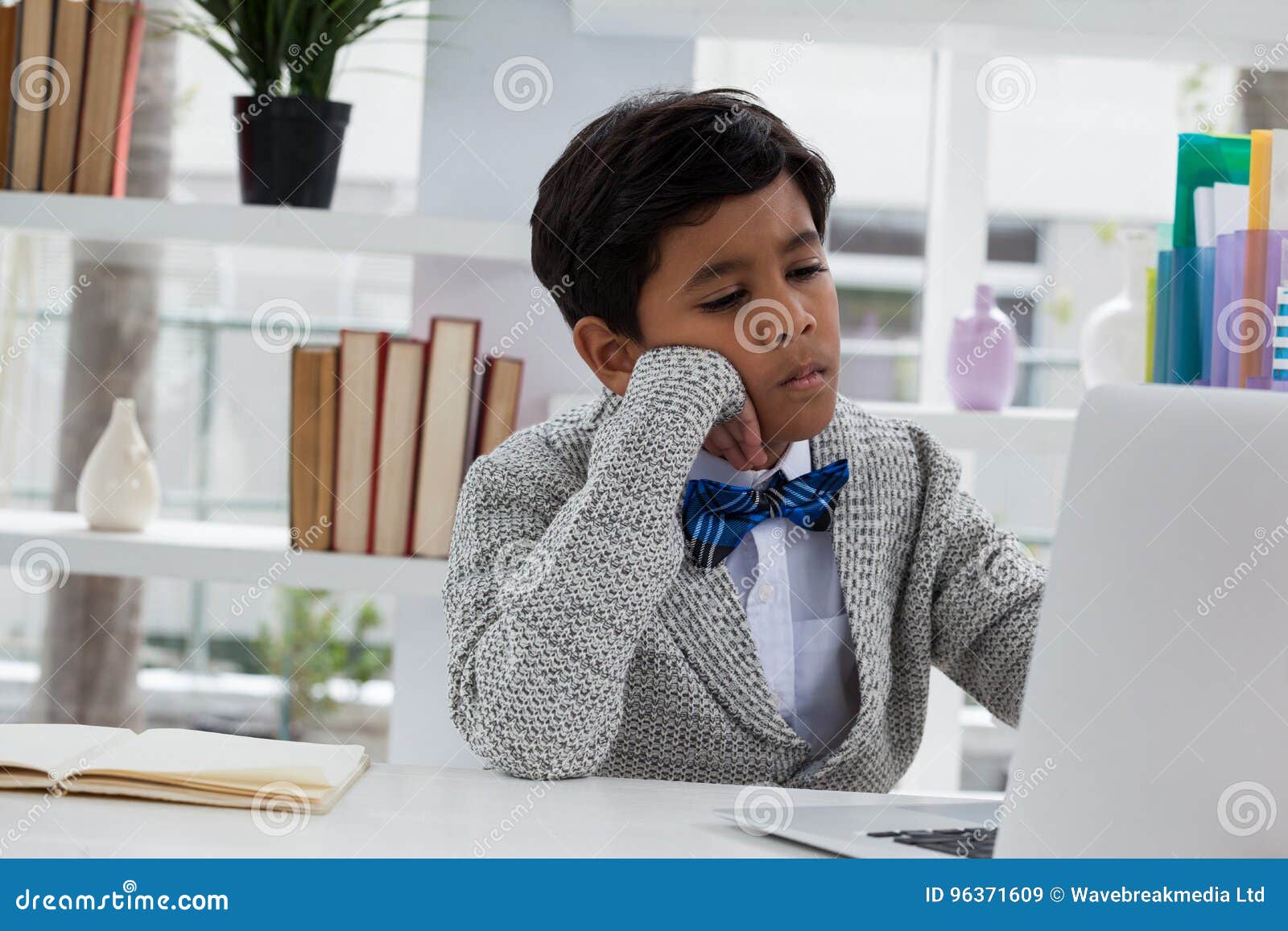 Boredom Businessman Looking at Laptop Stock Image - Image of boredom ...