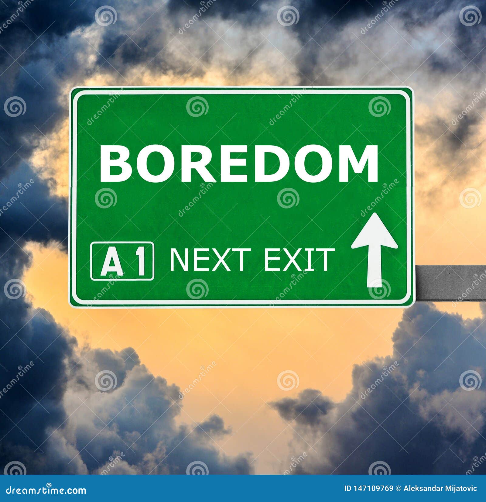 BOREDOM Road Sign Against Clear Blue Sky Stock Image - Image of notice ...