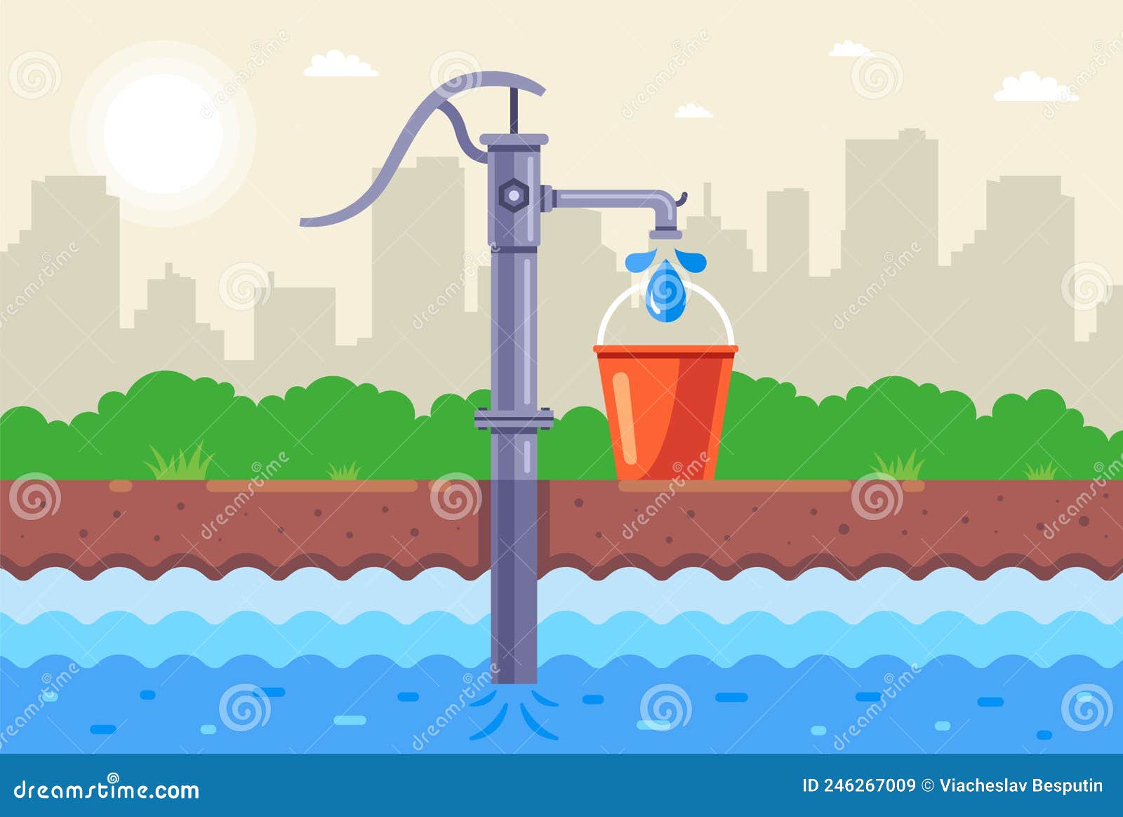 Water Borehole Icon On White Vector Illustration | CartoonDealer.com ...