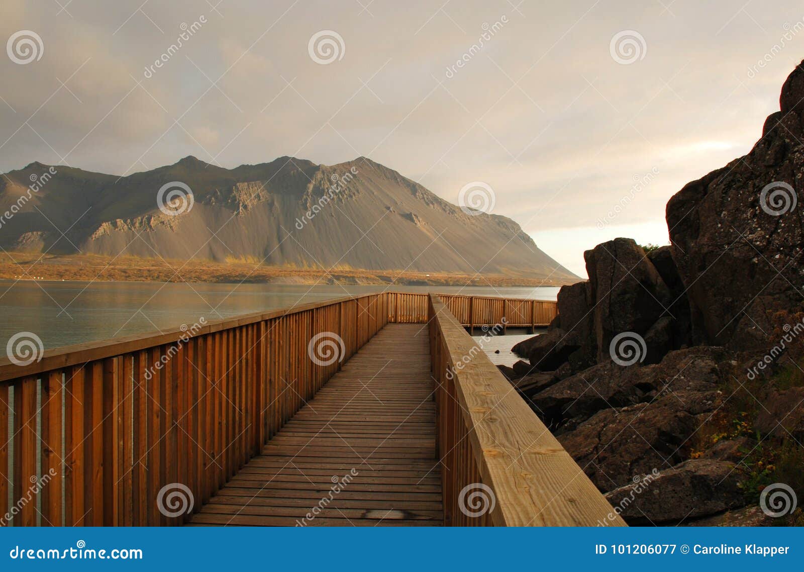 Borgarnes, Iceland Boardwalk Stock Image - Image of travel, river ...