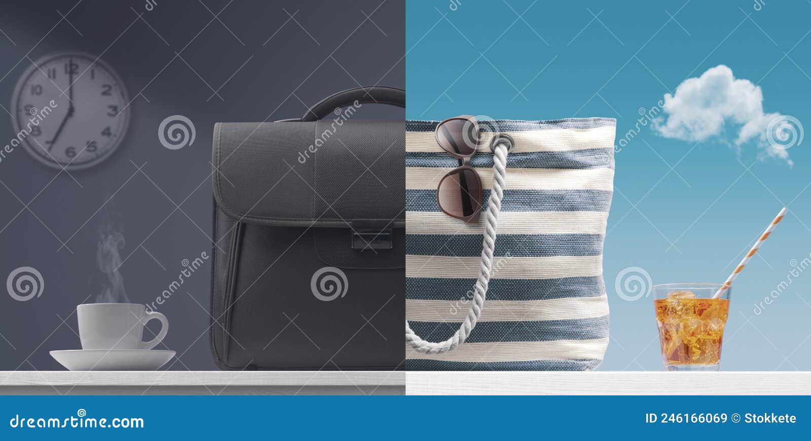 Work Vs Vacation Comparison Stock Image - Image of occupation ...
