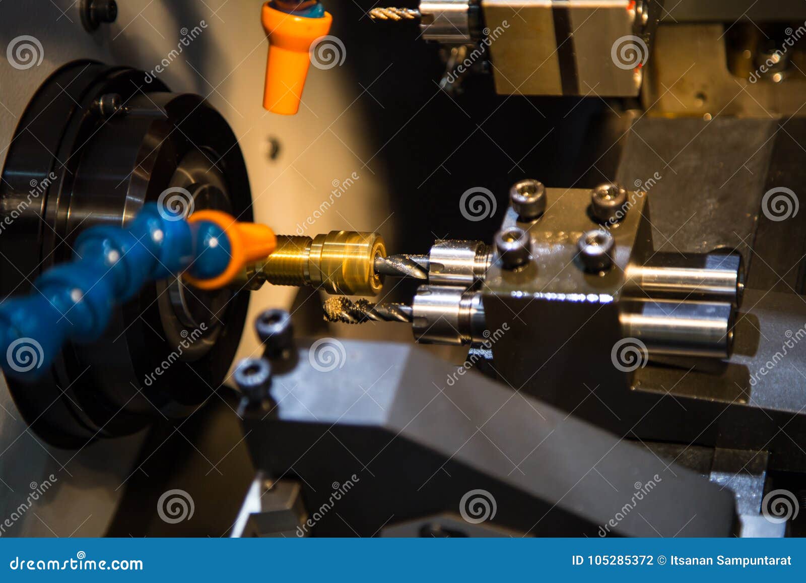 CNC Lathing machine stock photo. Image of brass, lathing - 105285372