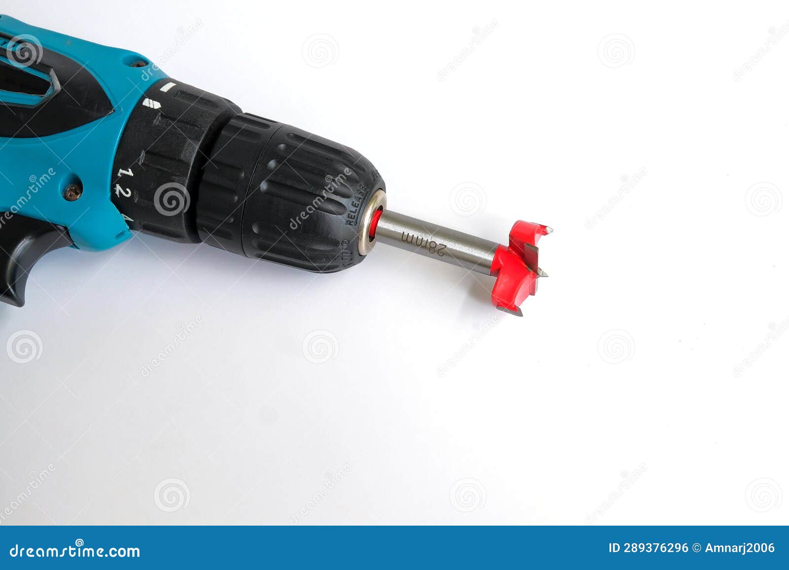 Boring Cylindrical Hole into Wood, Bit Drilling a Hole Stock Photo ...