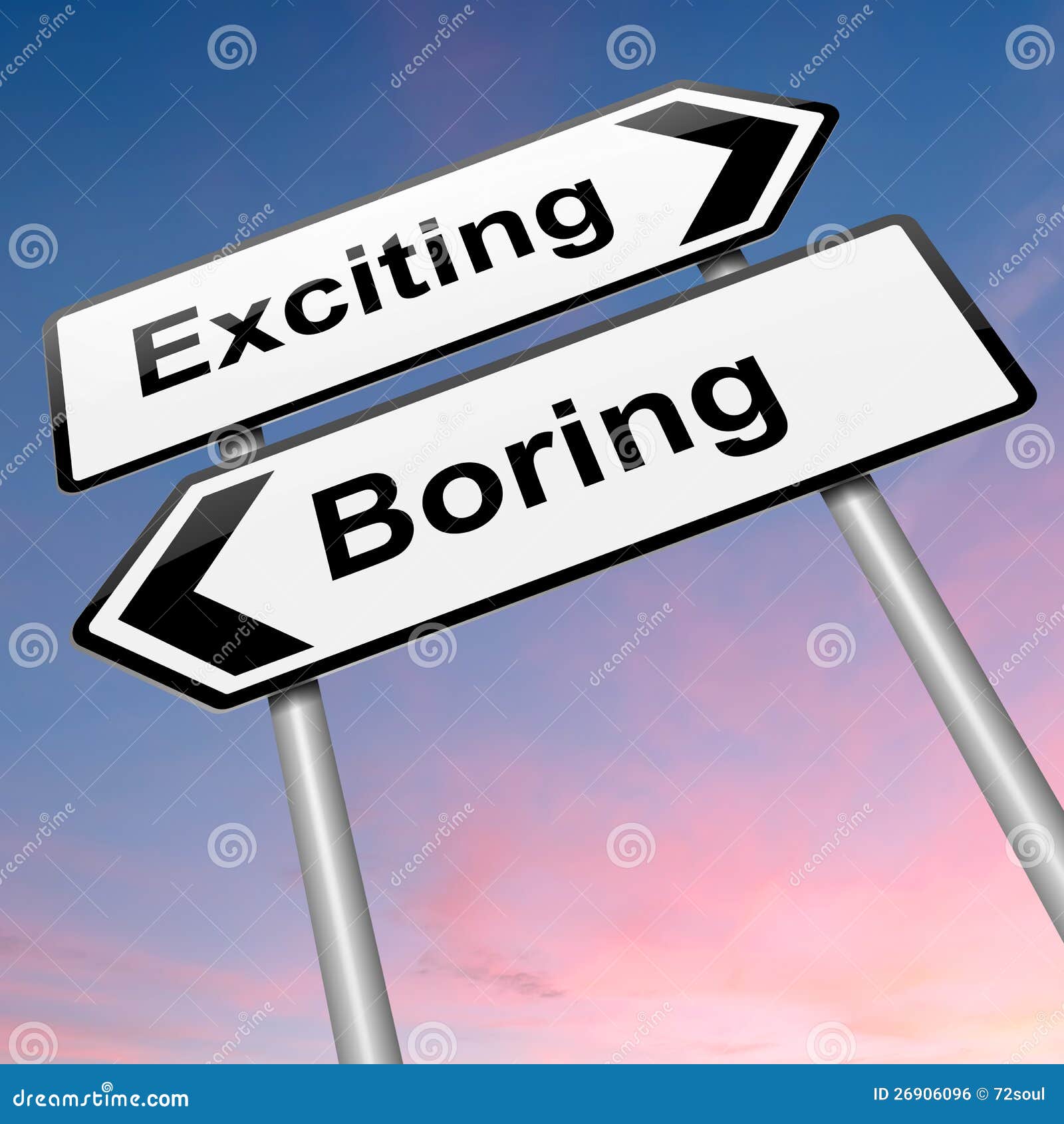Boring Versus Interesting Road Sign Royalty-Free Cartoon ...