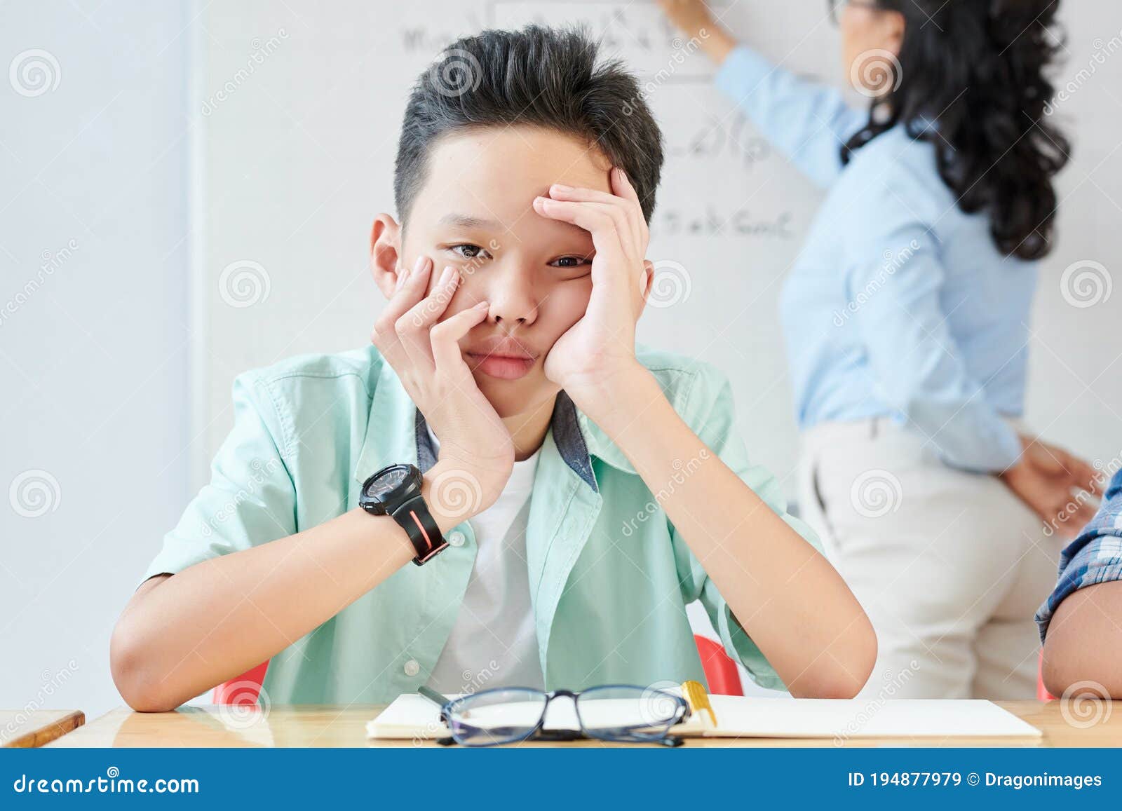 Boring lesson stock image. Image of class, table, classroom - 194877979