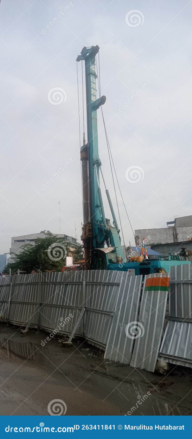 A Boring Machine Makes a Hole for Construction Pile of Elevated ...