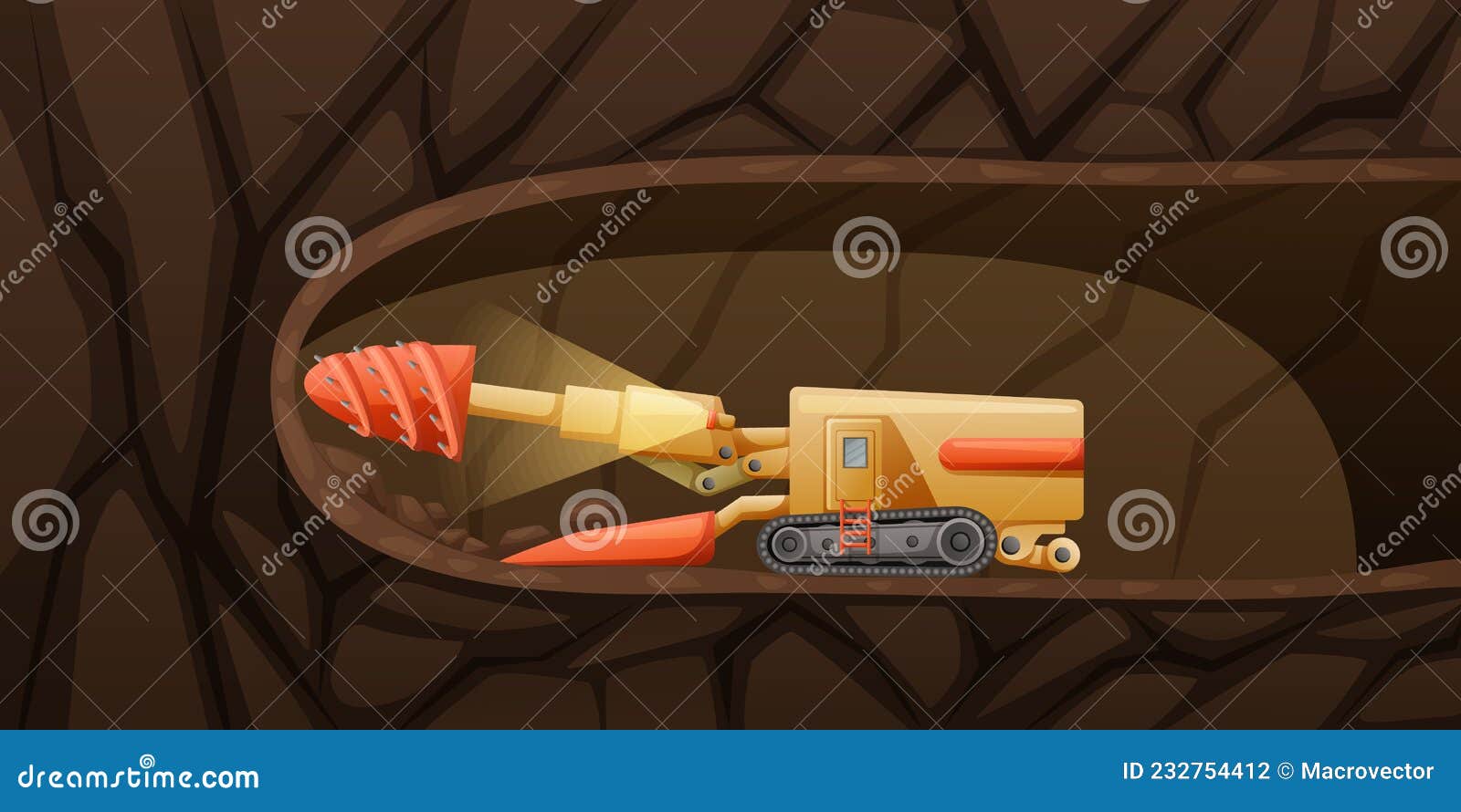 Boring Machine Mine Composition Stock Vector - Illustration of tunnel ...