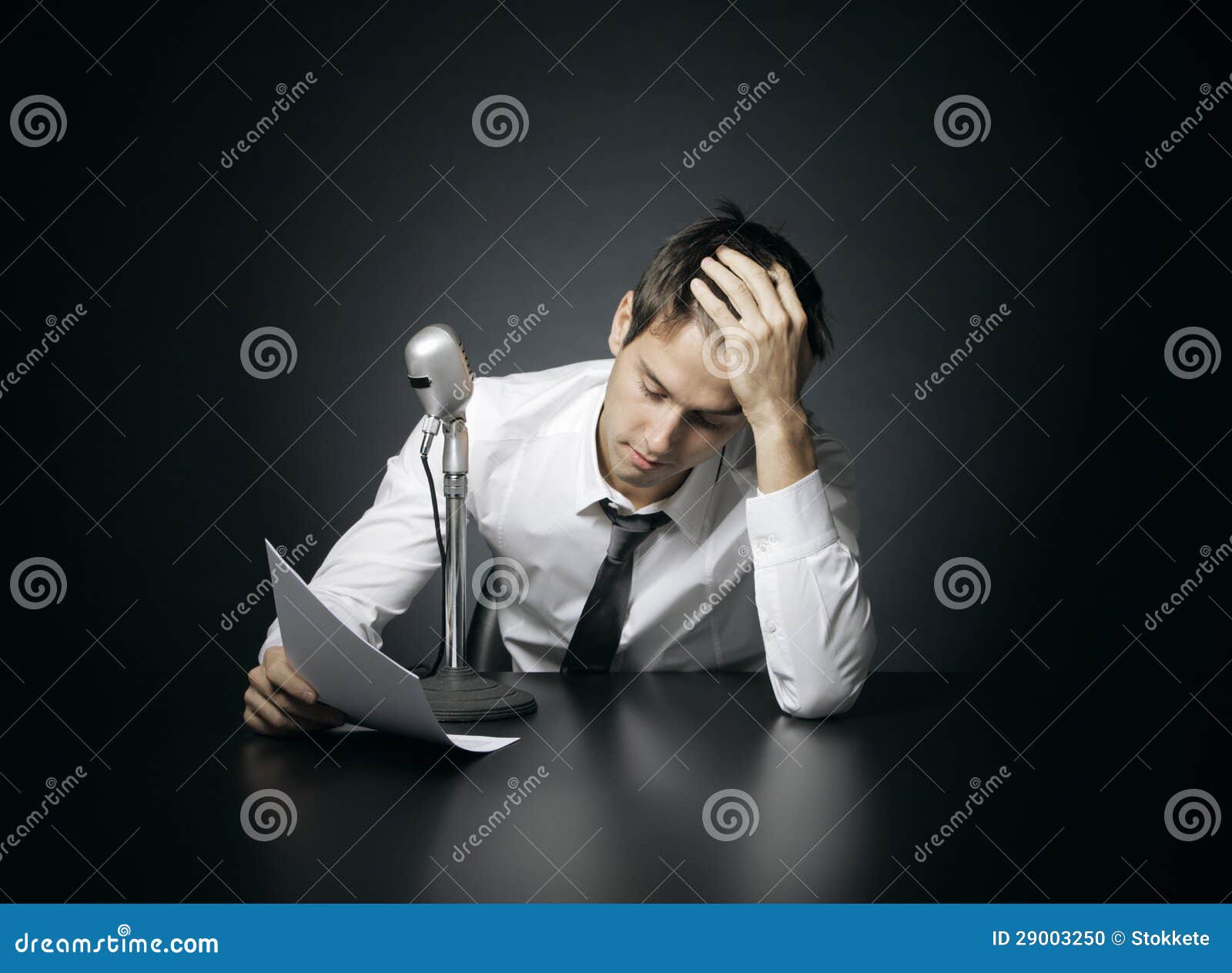 Boring news stock photo. Image of weary, anchorman, headache - 29003250