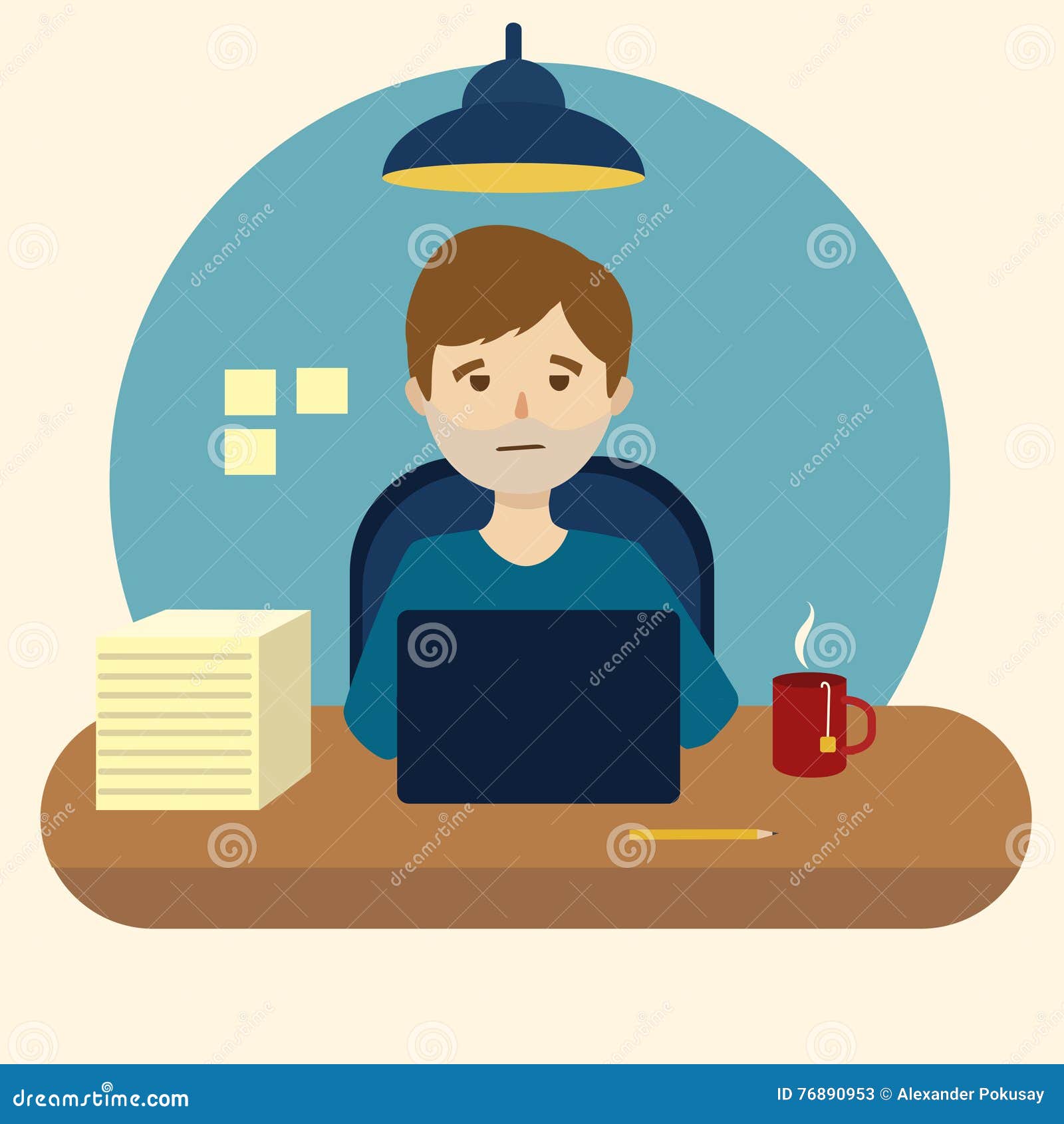 Boring Man Cartoon Vector Illustration | CartoonDealer.com #56380858