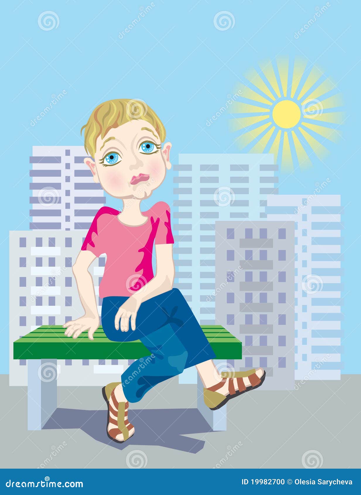 Boring Summer in the City for the Child Stock Vector - Illustration of ...