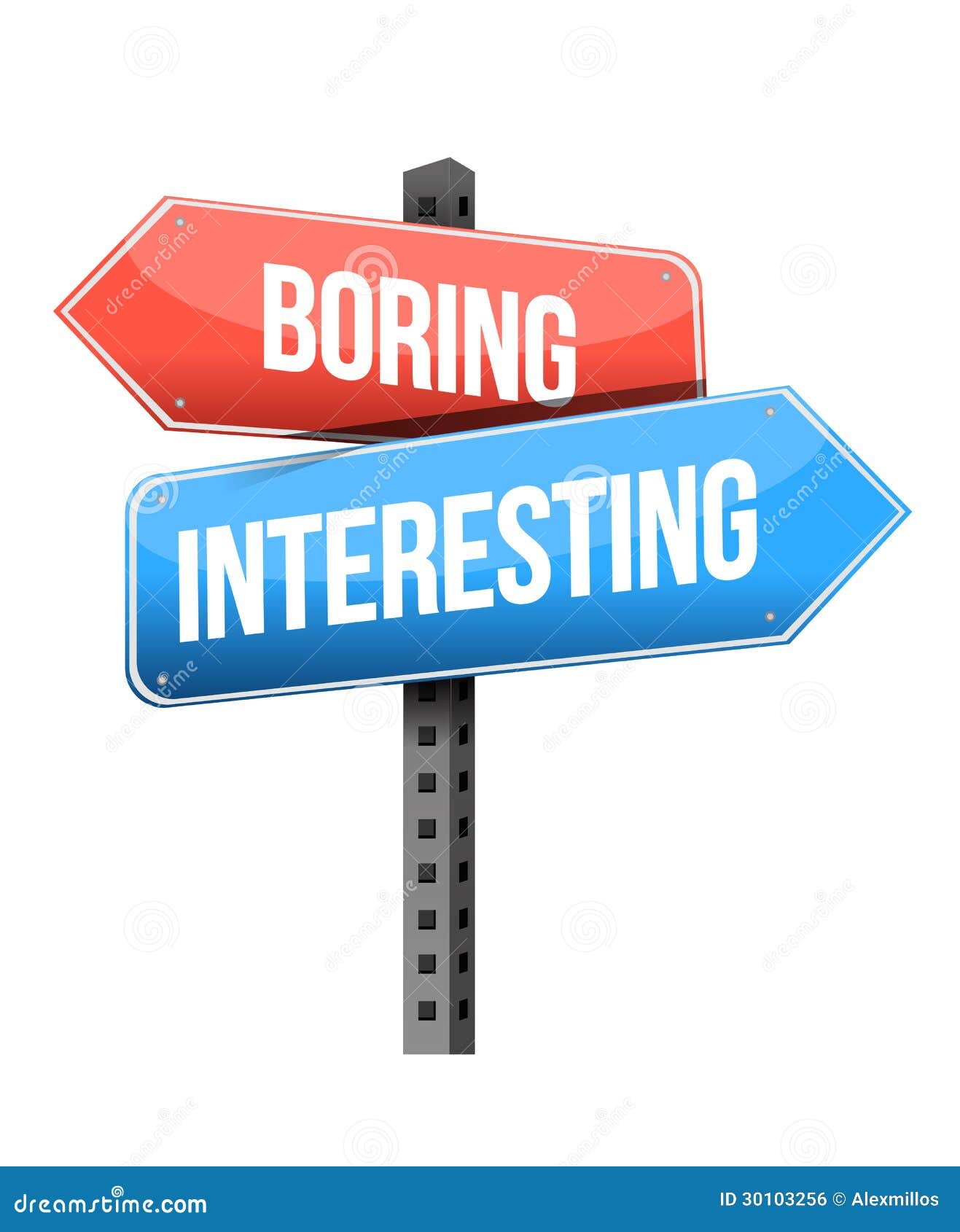 Boring Versus Interesting Road Sign Stock Illustration - Illustration ...