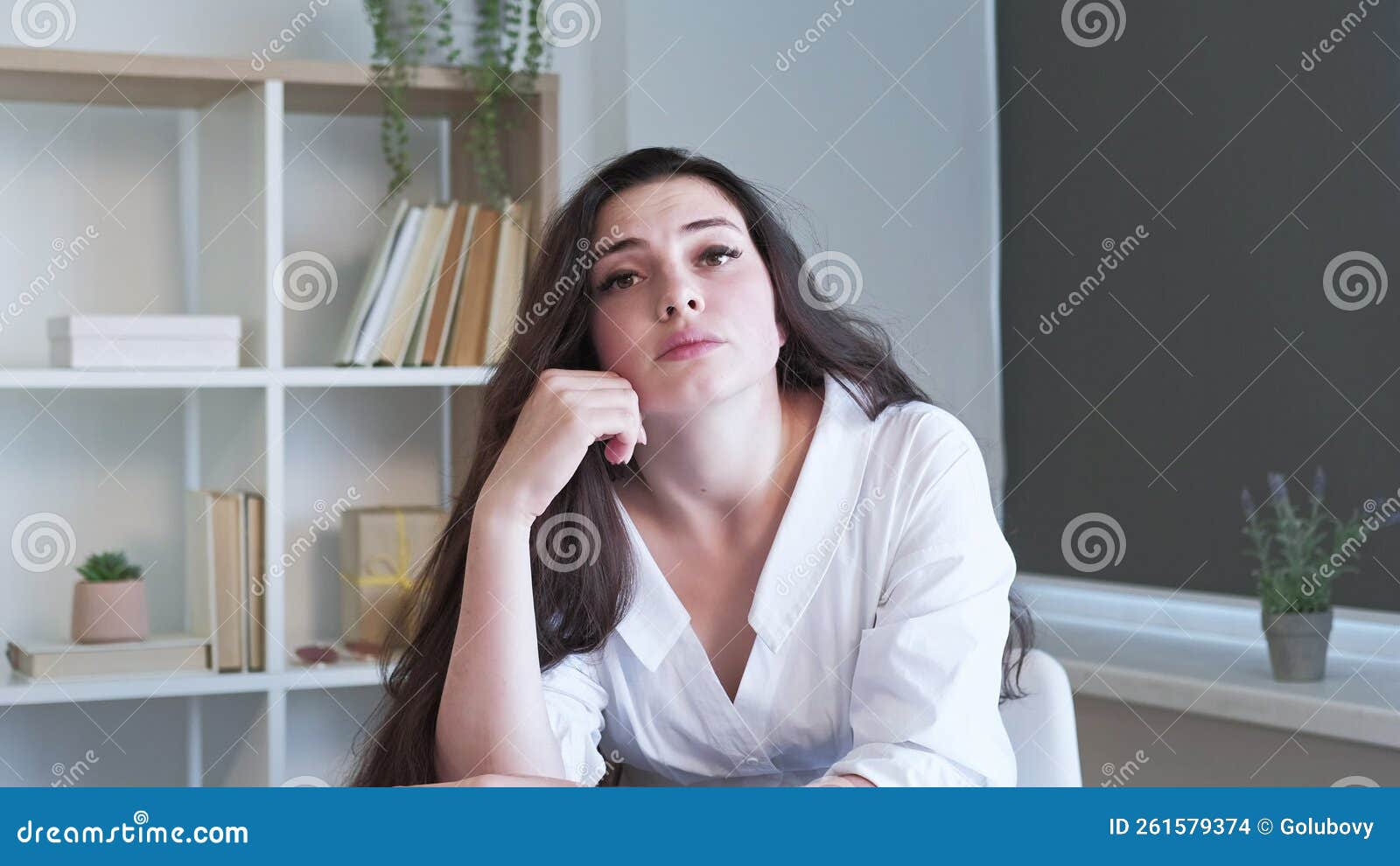 Boring Work Virtual Meeting Drowsy Woman Nodding Stock Footage Video