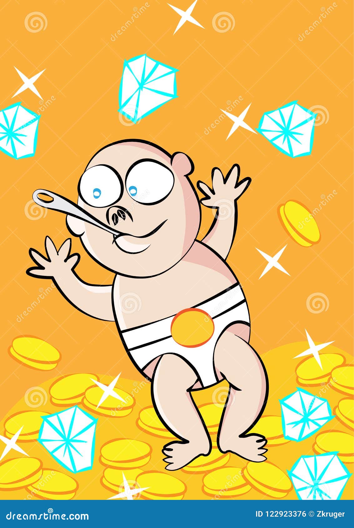 Born rich funny cartoon stock vector. Illustration of money - 122923376