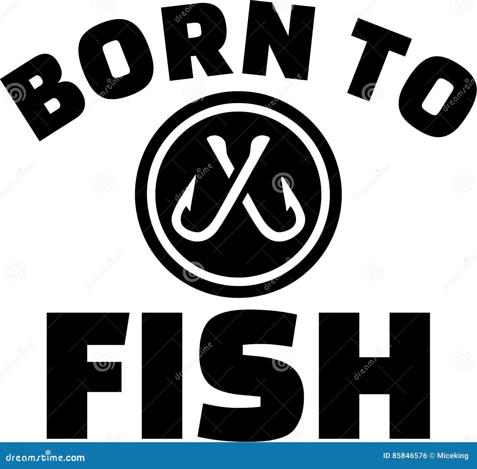 Born To Fish with Crossed Hooks Stock Vector - Illustration of catch ...