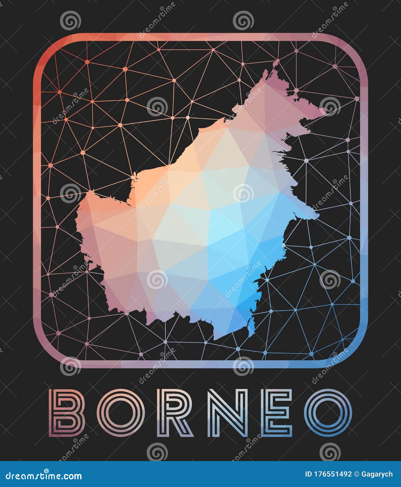 Borneo map design. stock vector. Illustration of digital - 176551492