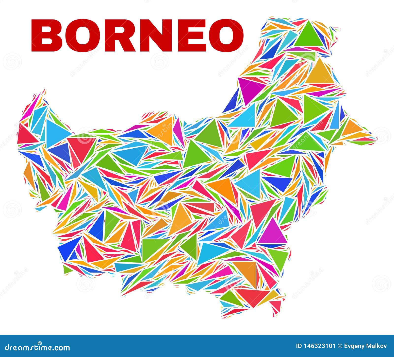Borneo Map - Mosaic of Color Triangles Stock Vector - Illustration of ...