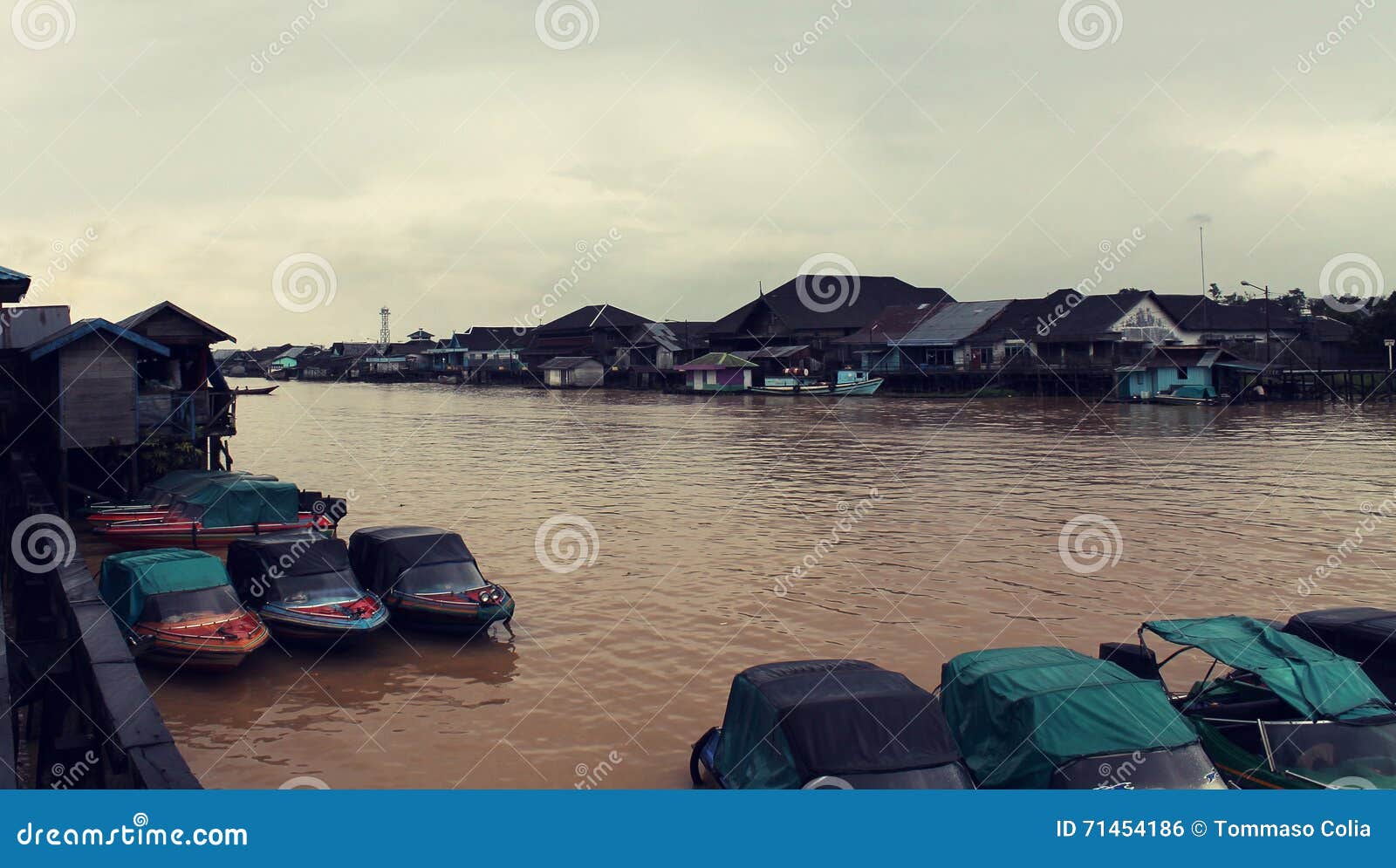 Borneo River Harbour, Indonesia Stock Photo - Image of tropical ...