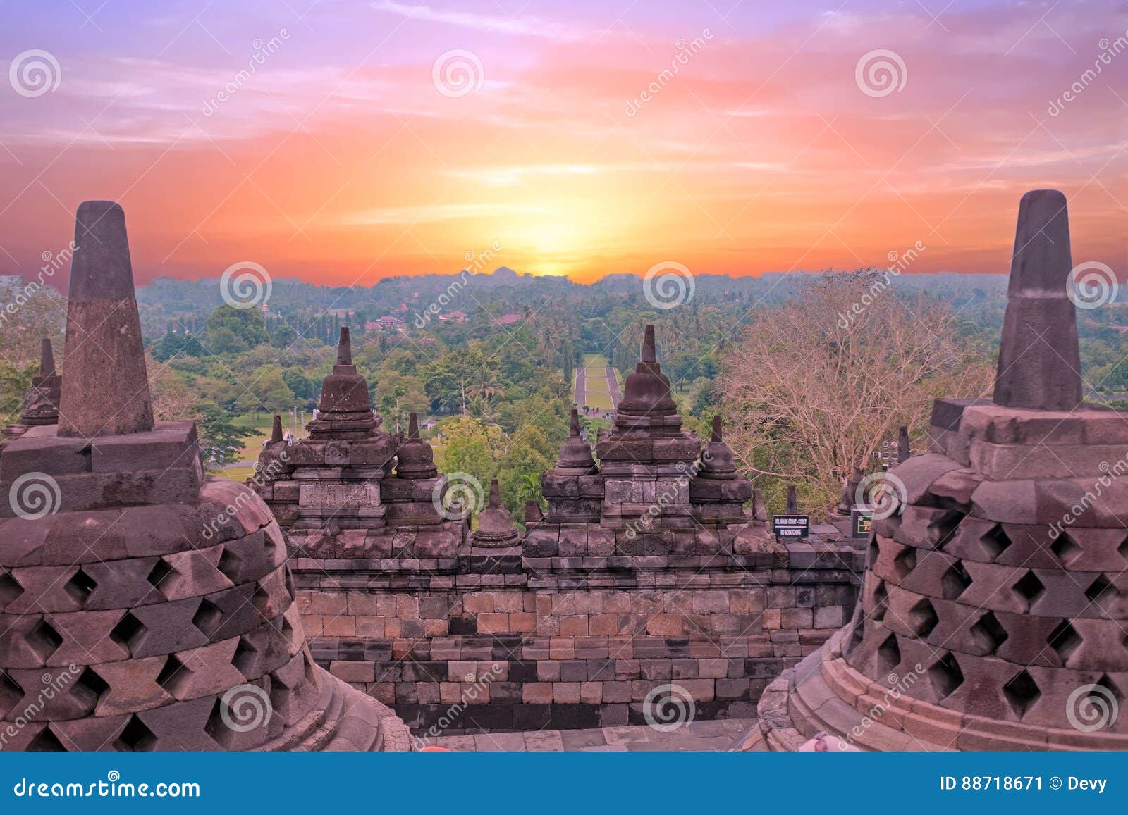 Borobudur Buddist Temple in Island Java Indonesia at Sunset Stock Image ...