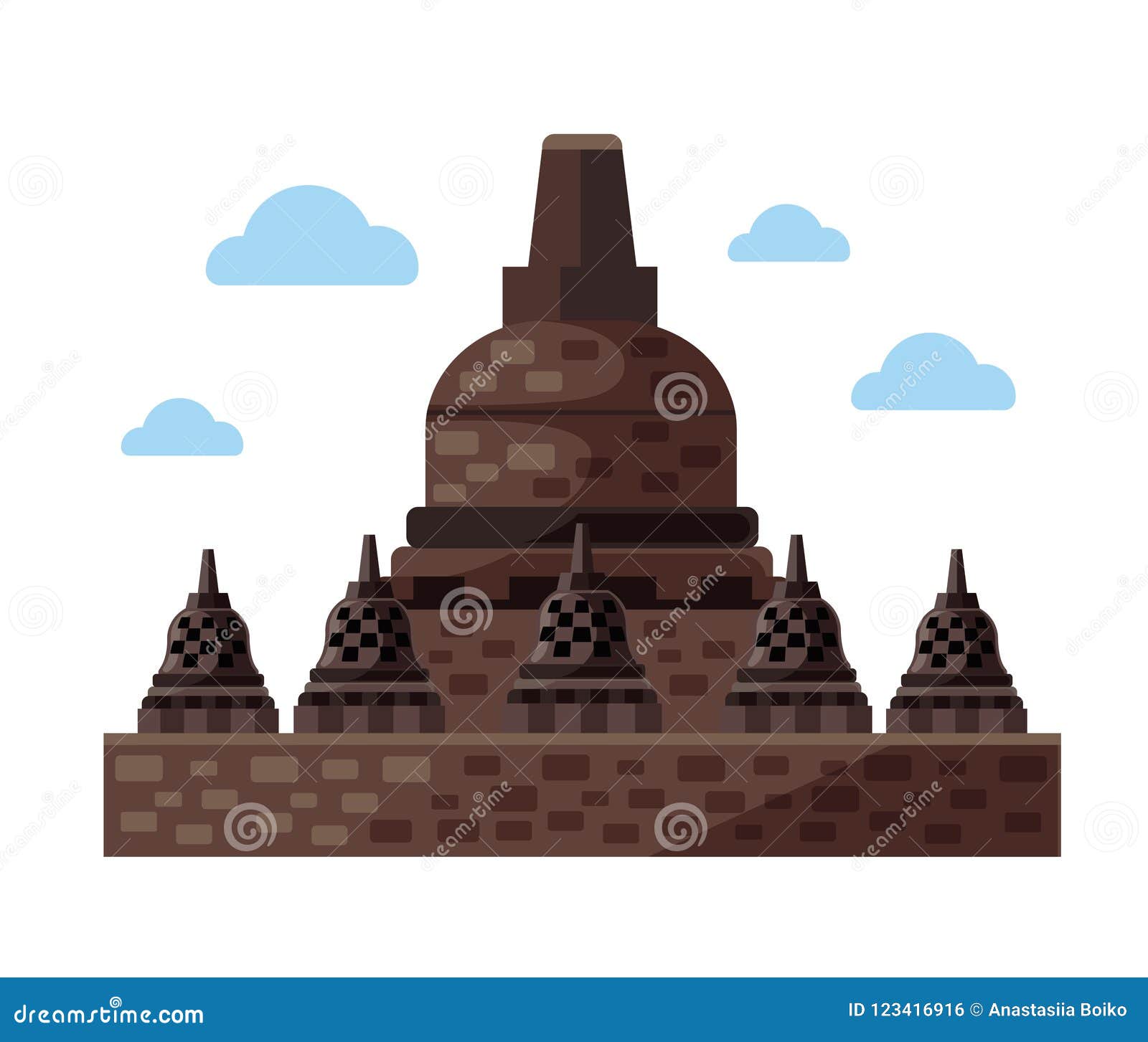 Borobudur Flat Icon. Indonesia and Java Stock Vector - Illustration of ...