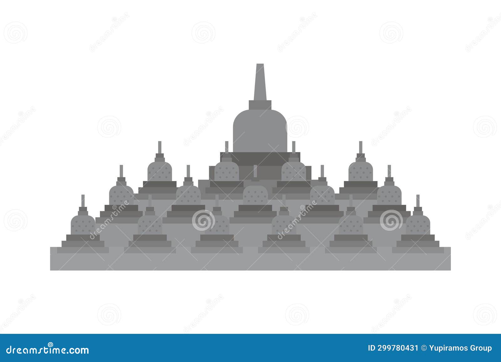 Borobudur Indonesia Temple Cartoon Vector | CartoonDealer.com #299780431