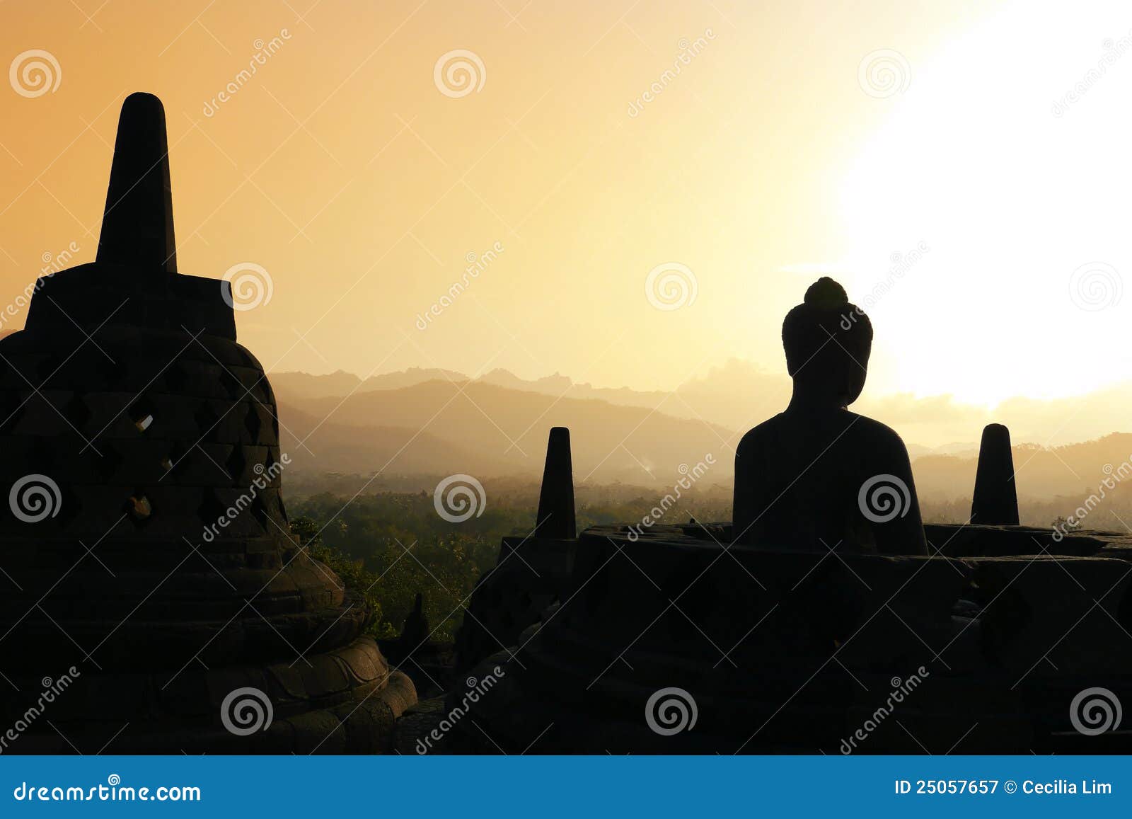 Borobudur at Sunset, Java, Indonesia Stock Image - Image of religion ...