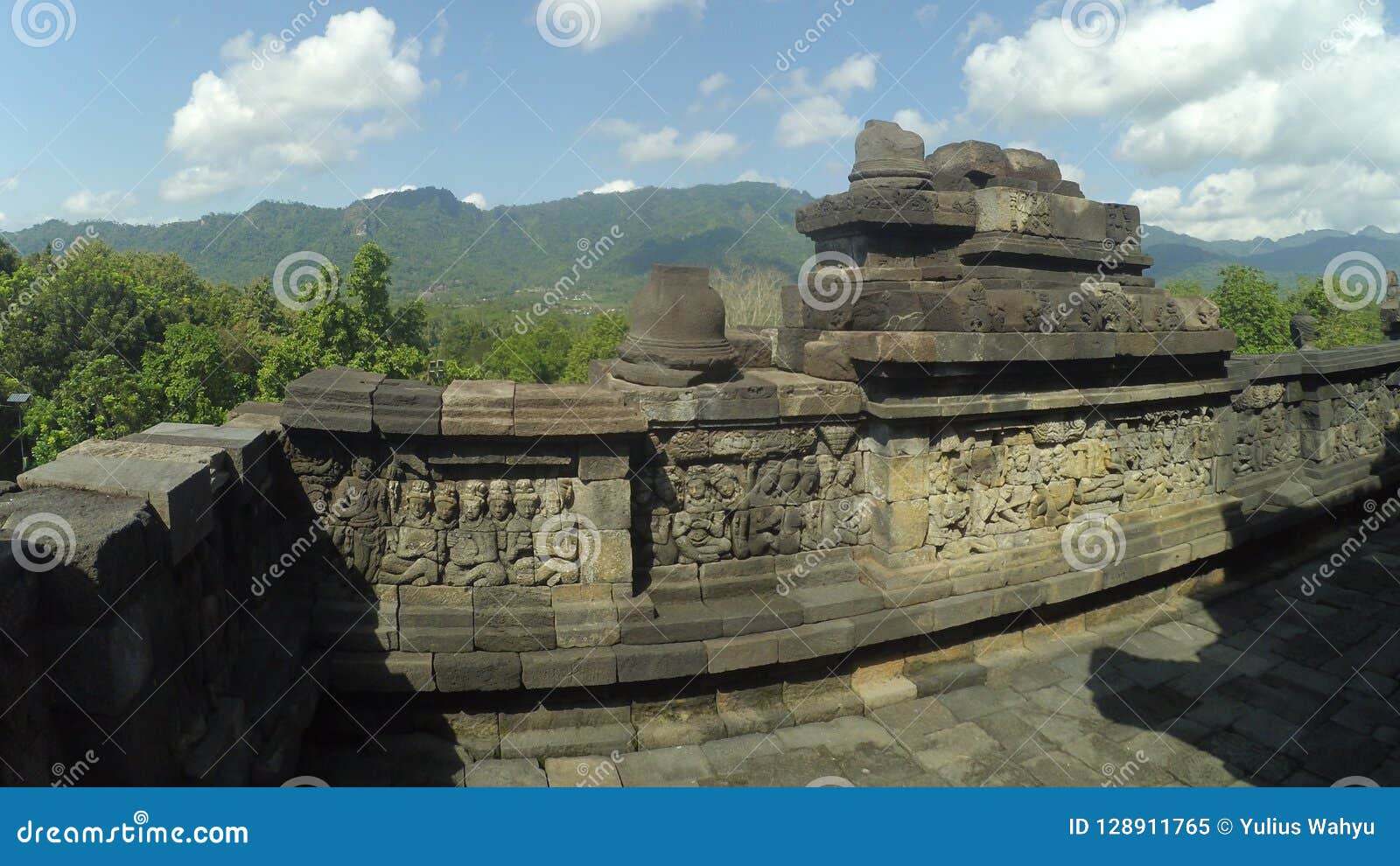 Borobudur Temple with Background of Ungaran Mountain in Central Java ...